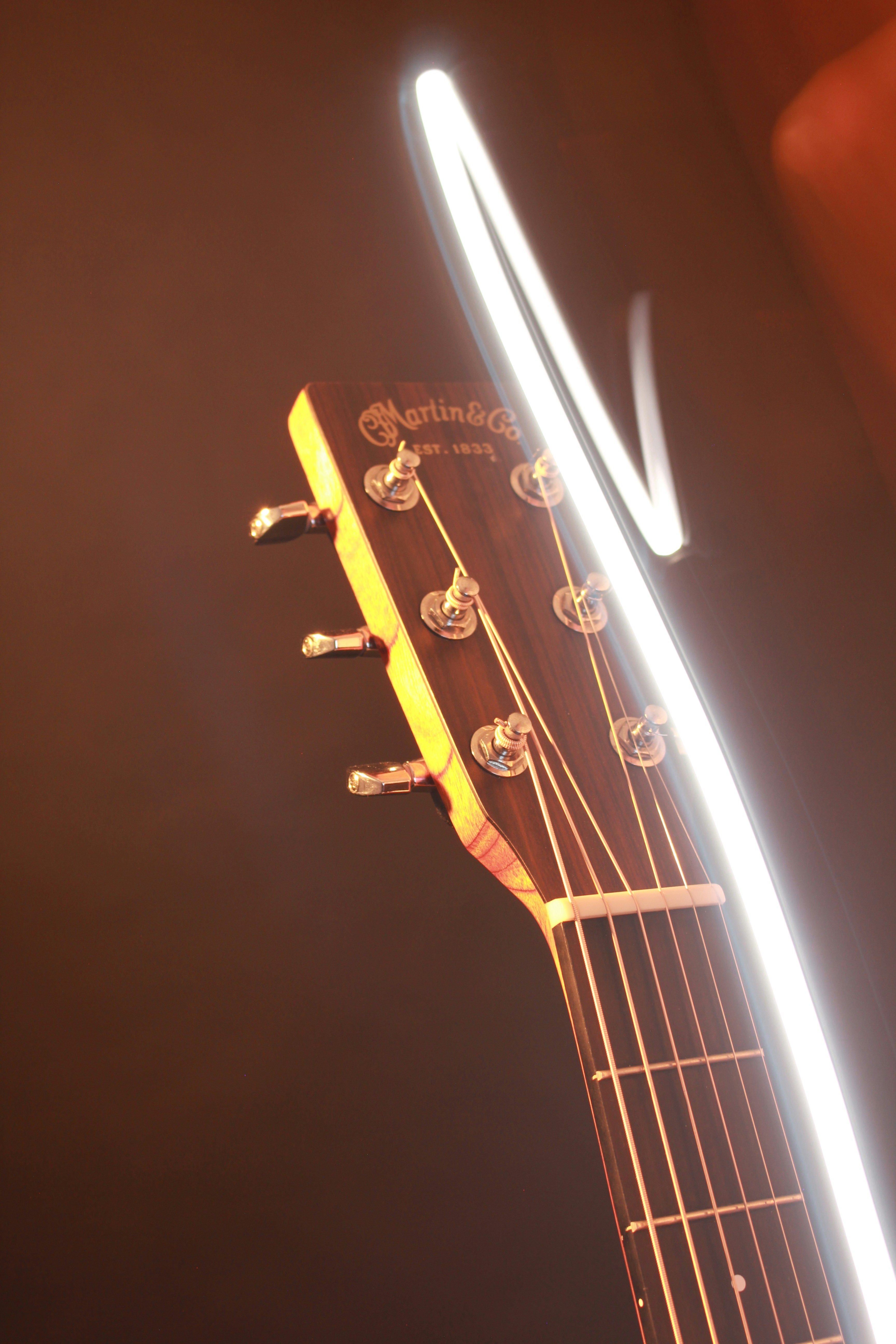Guitar Headstock in Neon Focus