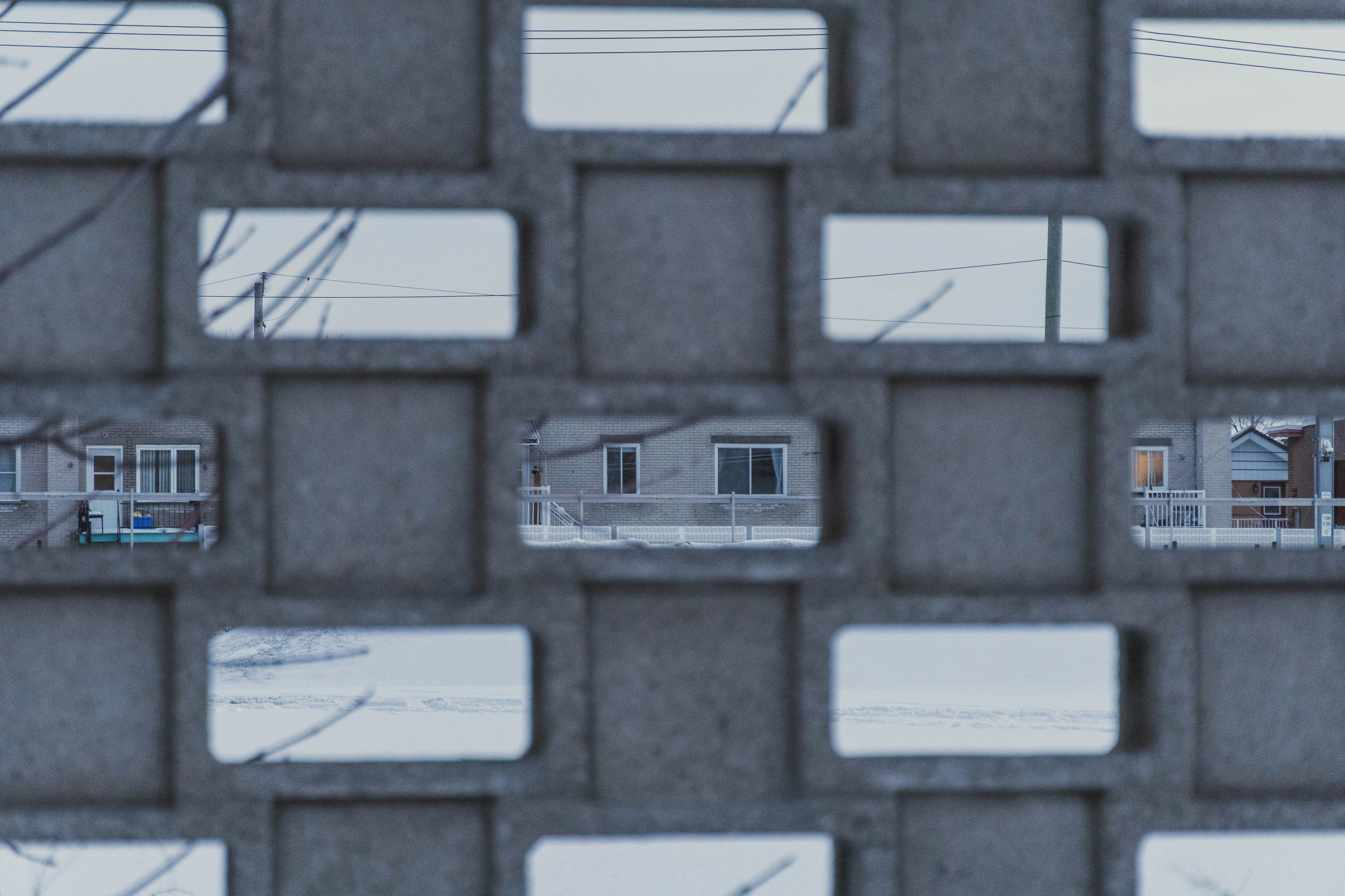 Urban Lattice: Windows Framing a Quiet Street