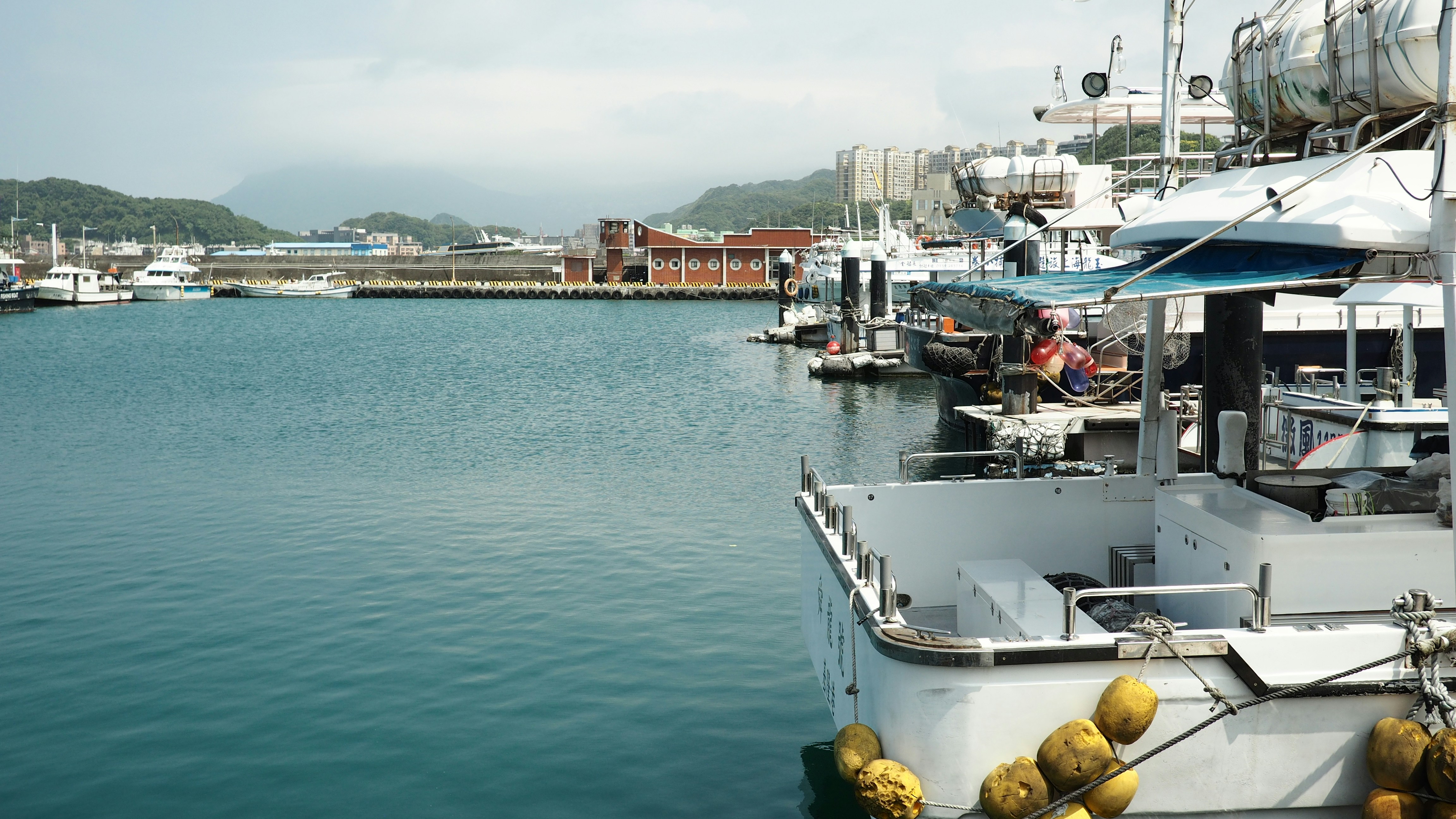 Harbor Quiet: Boats, Water, and a Distant Town
