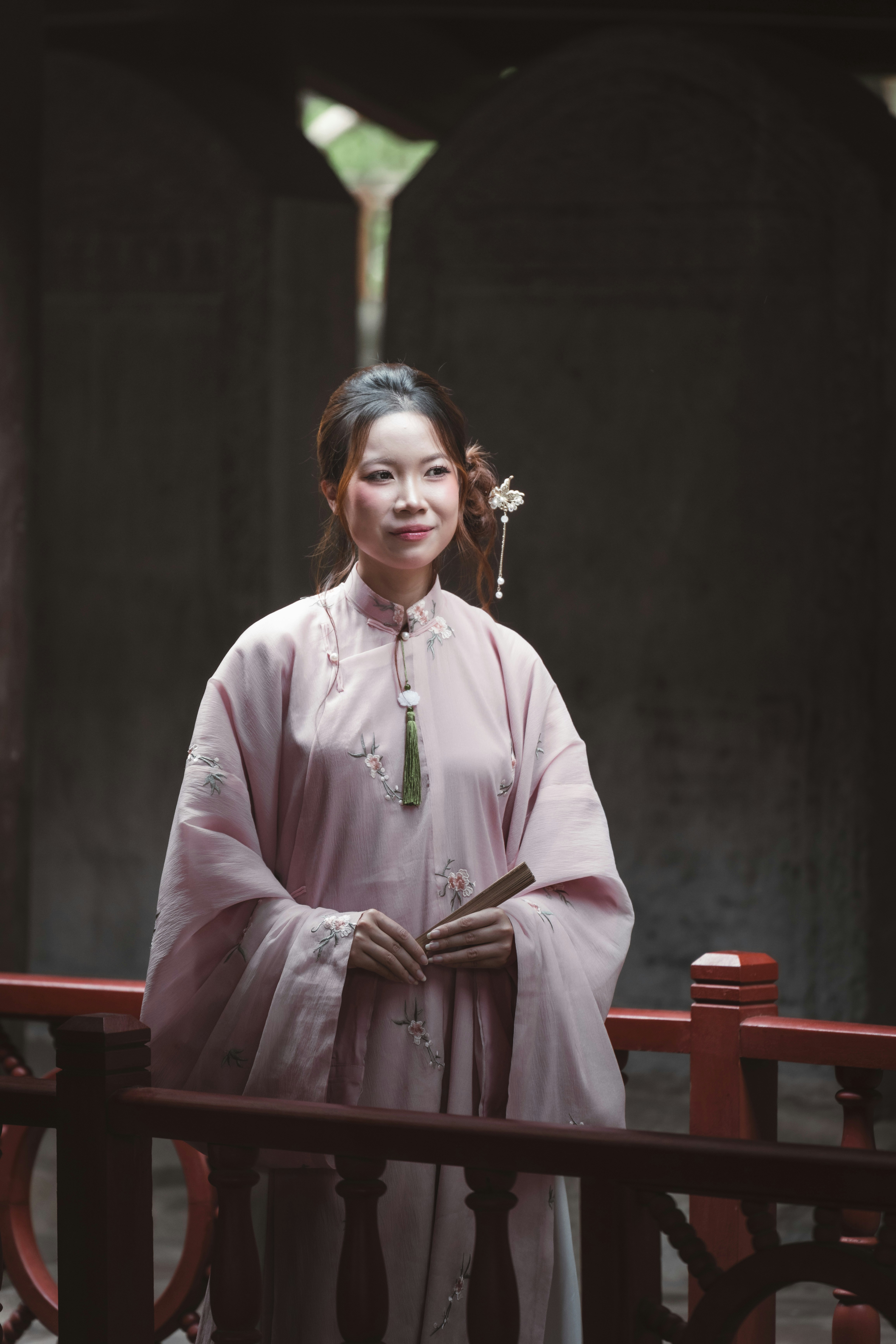 Graceful Poise in Soft Pink Silk