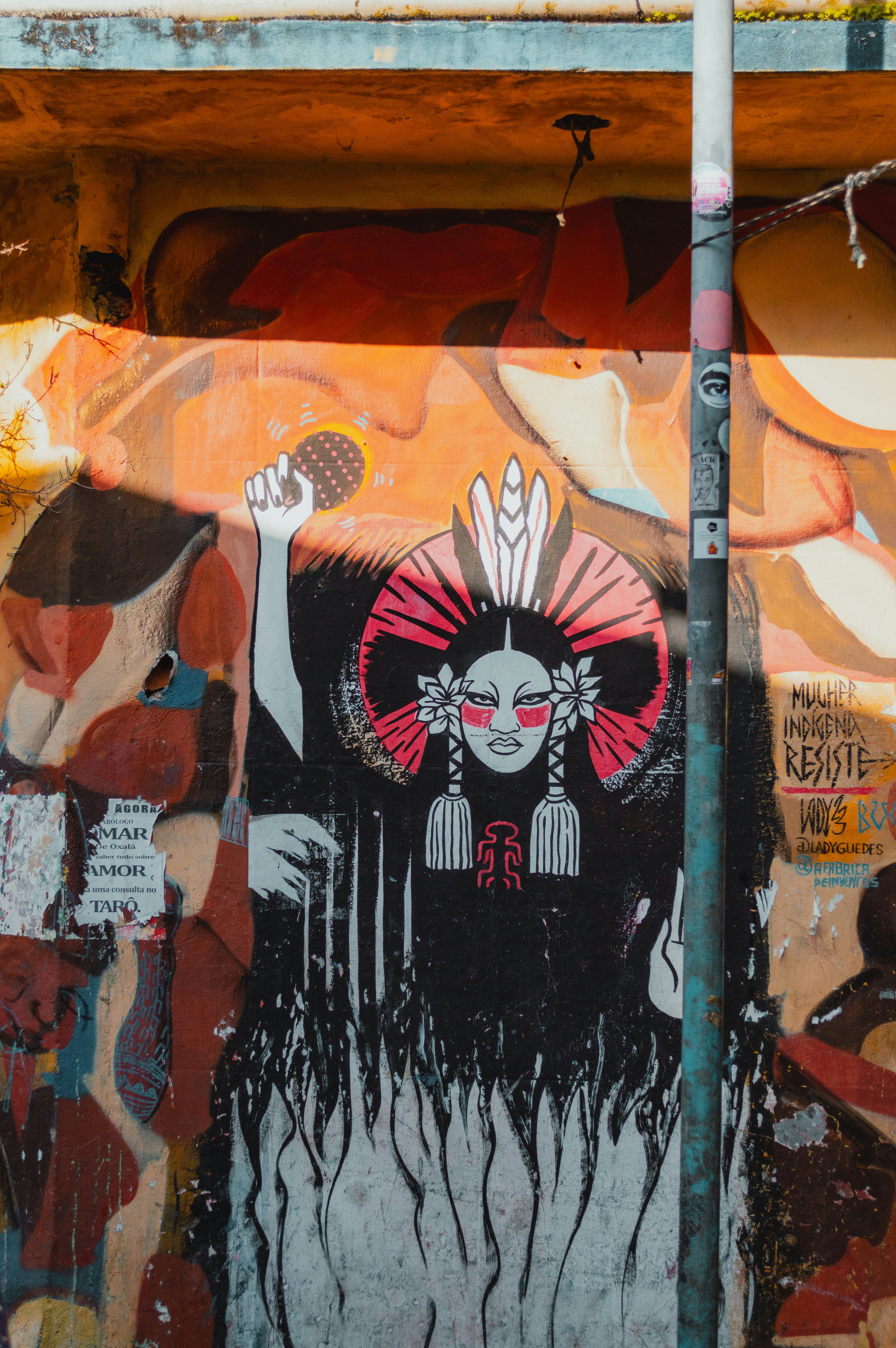 Masked Heiress in a Fiery Graffiti Cathedral
