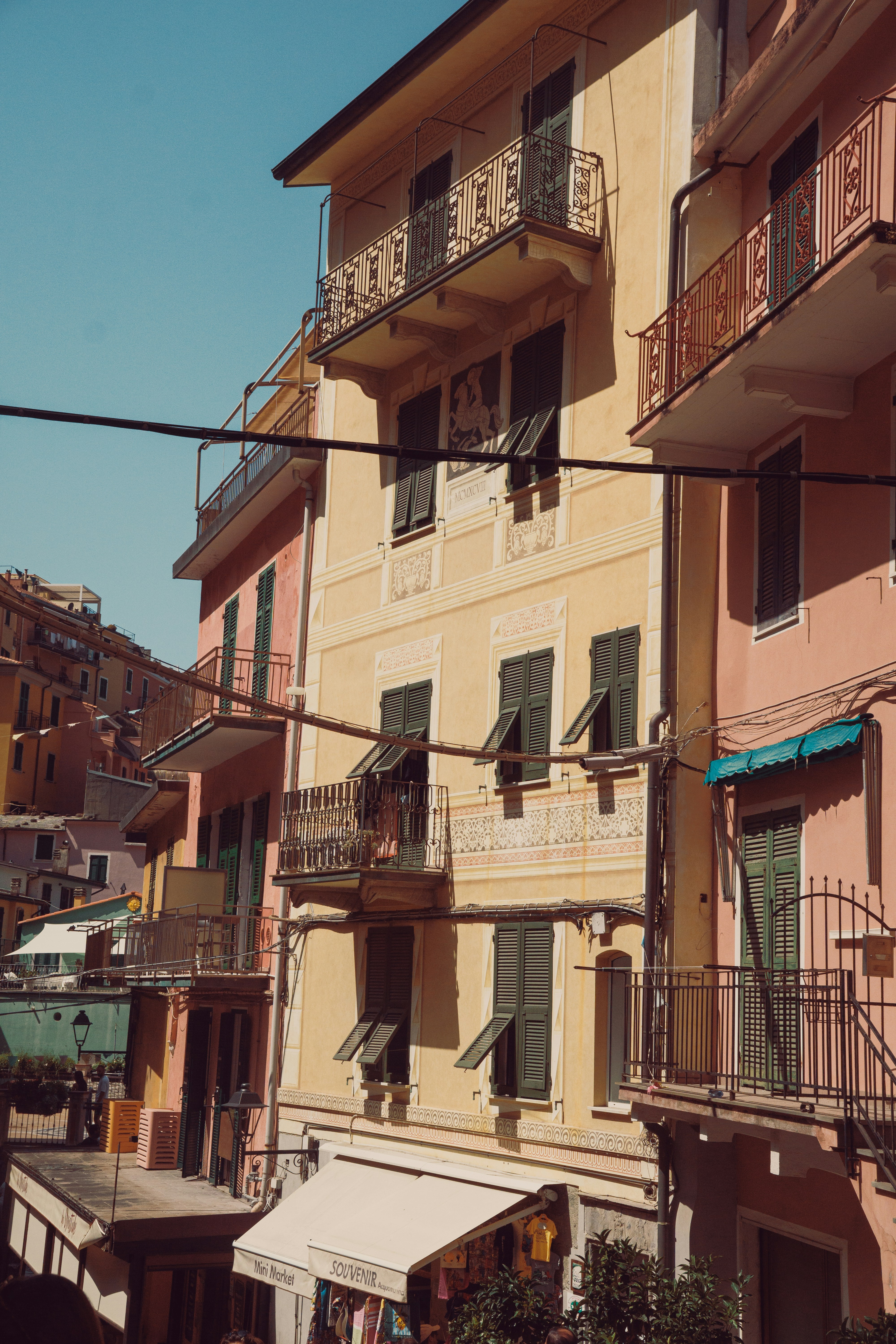 Sunlit Facades of a Mediterranean Street
