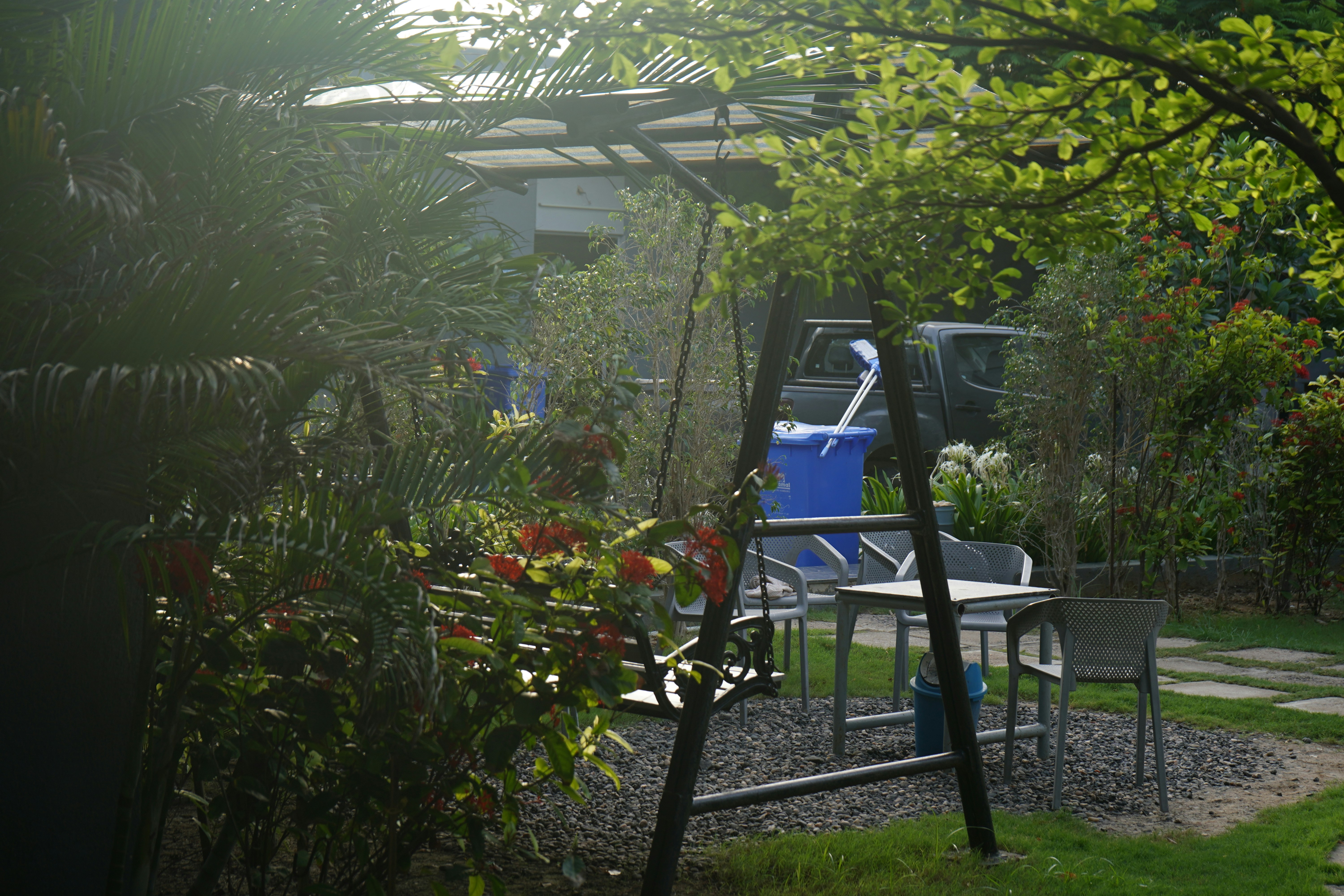 Hidden Garden Corner with Patio Swing