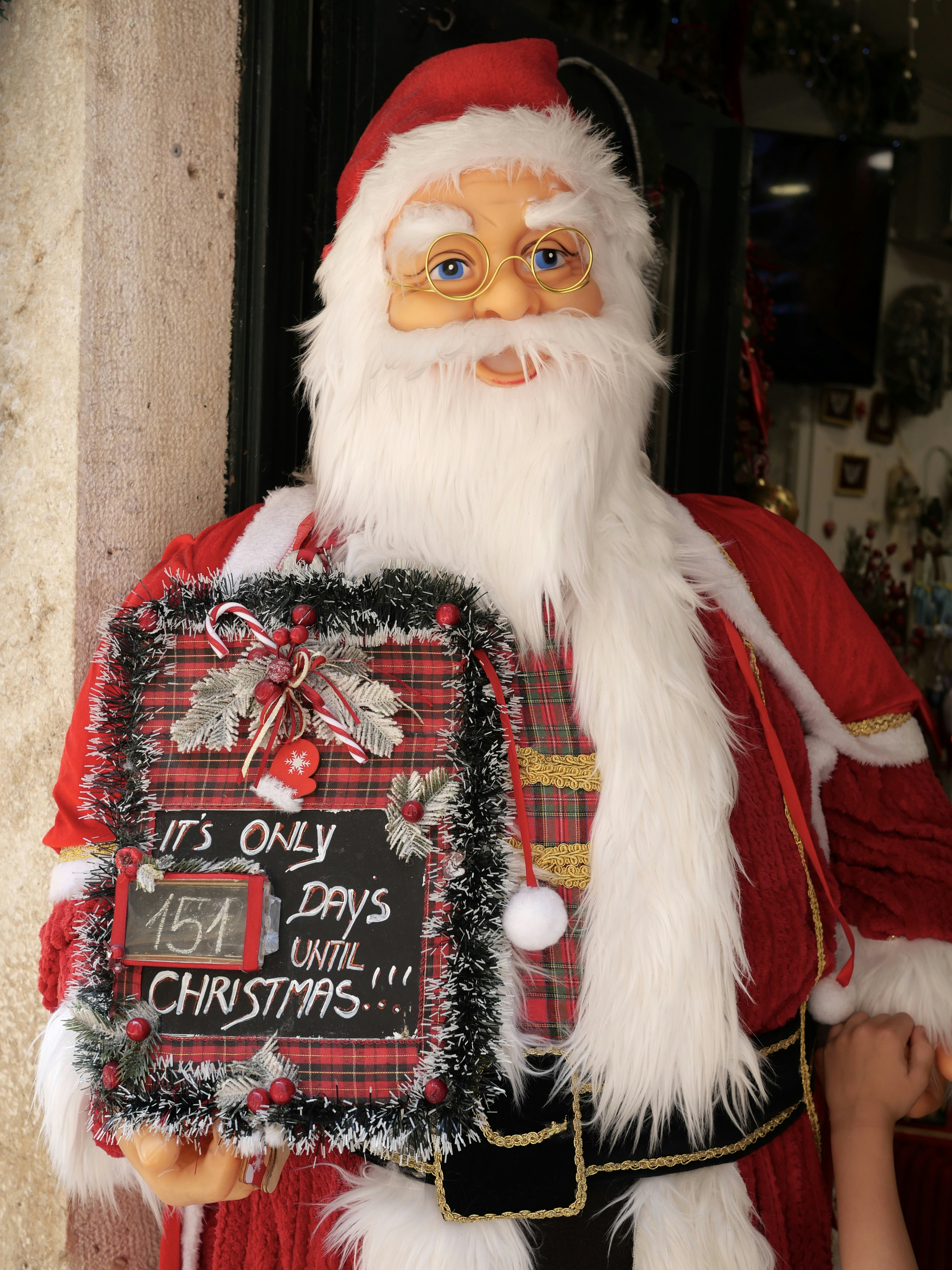 Countdown to Christmas: Santa with a Chalkboard Plaque