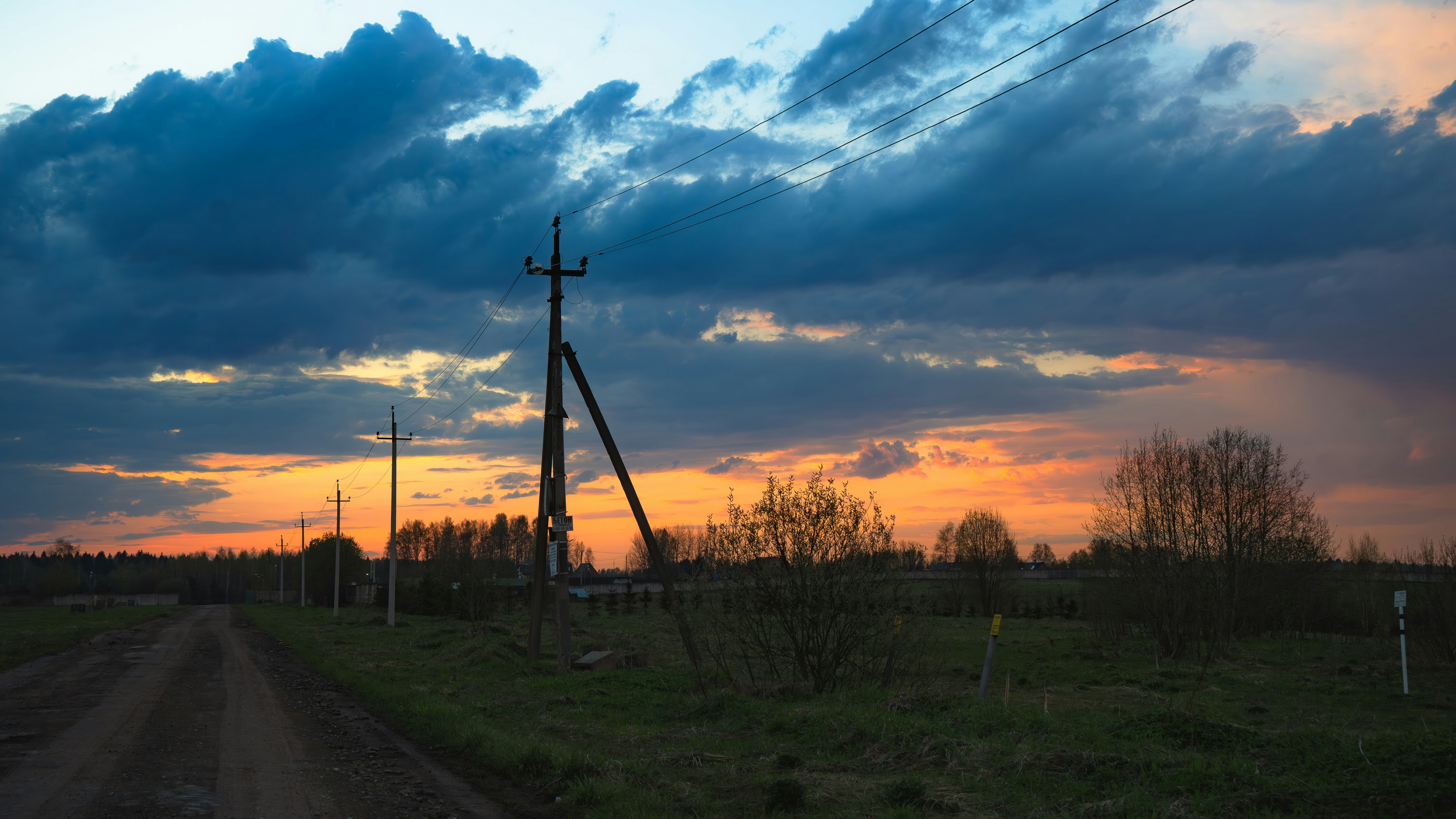 Evening Quiet Along the Rural Powerline