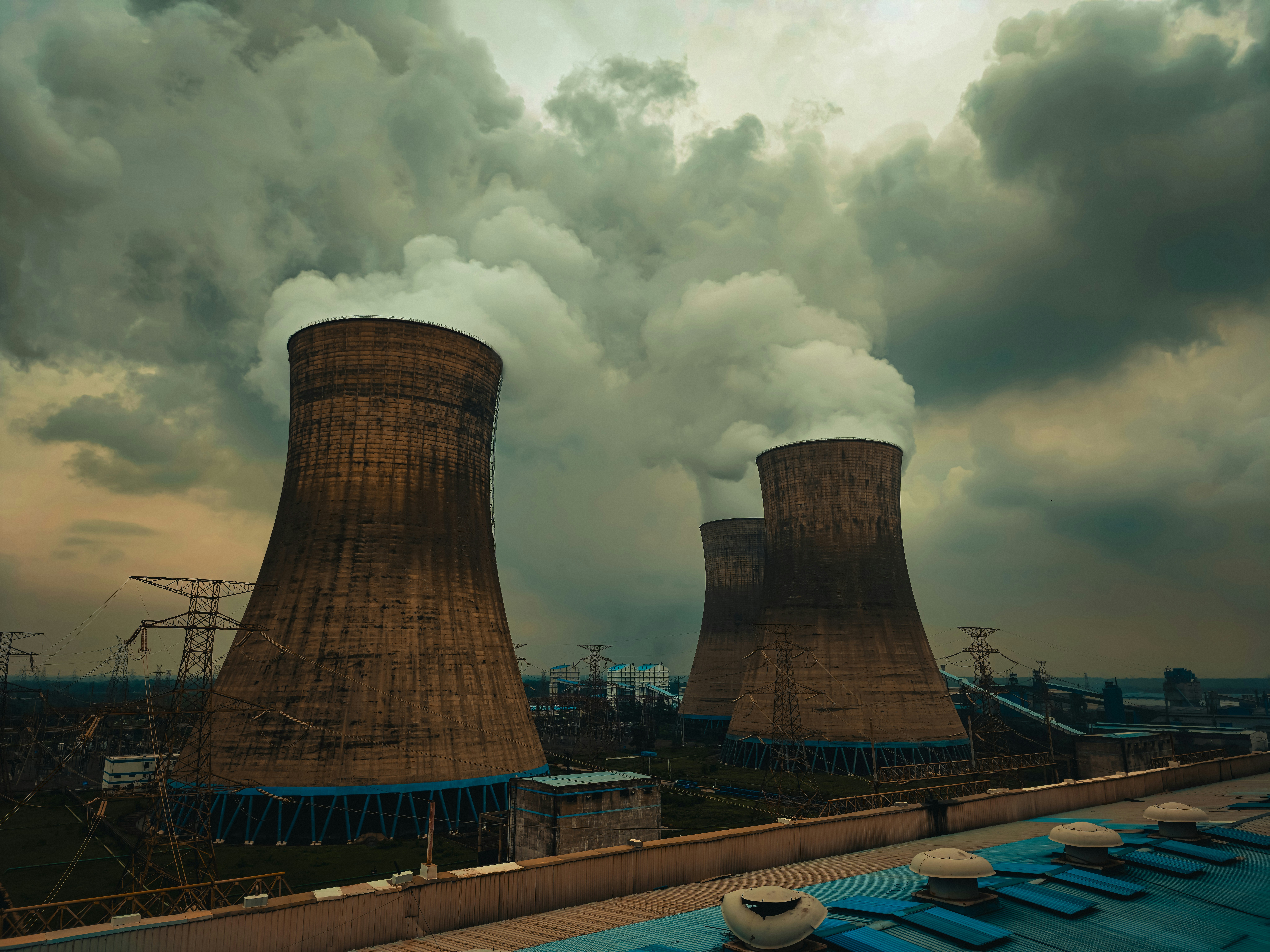 Industrial Silence: A Field of Smoky Giants