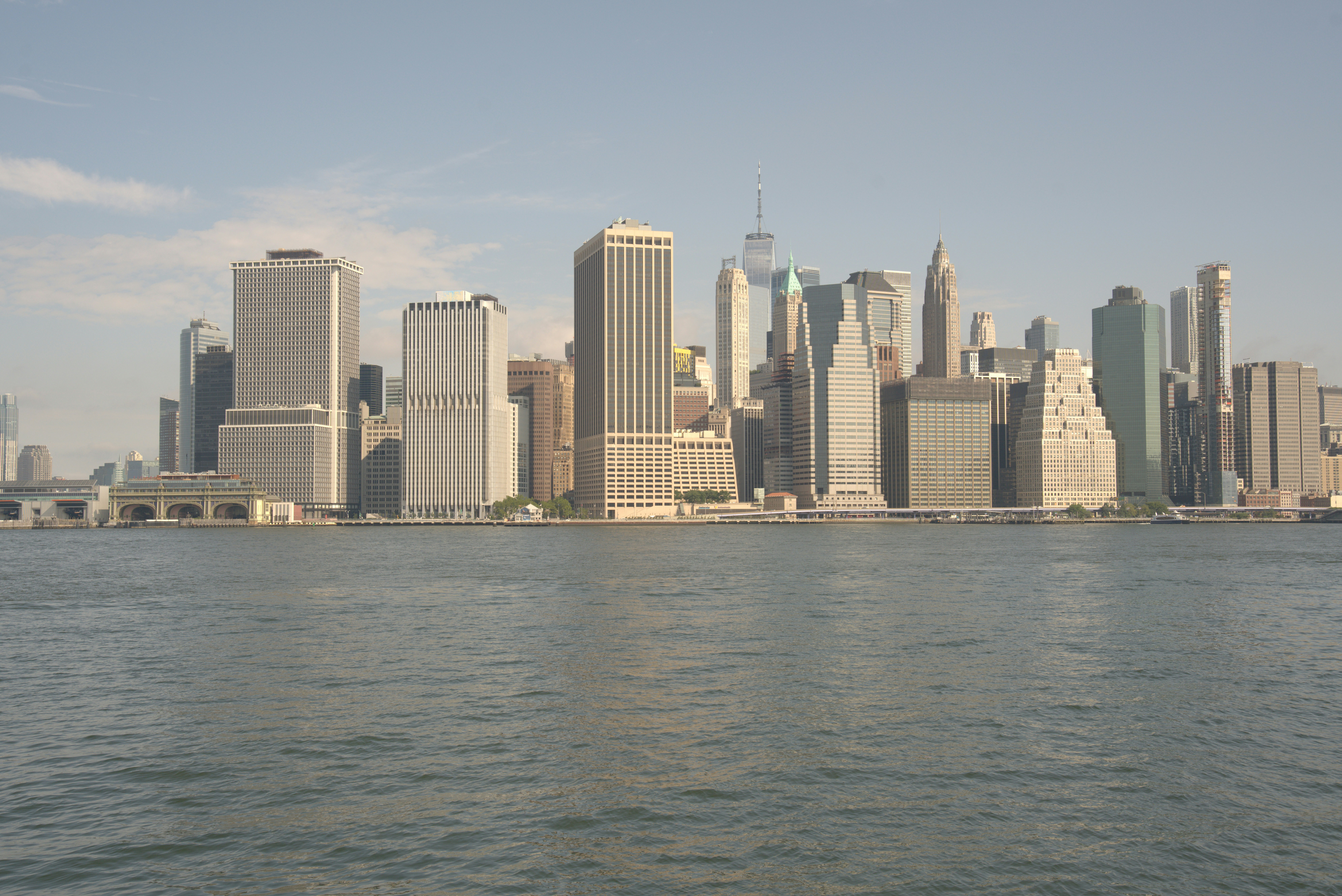 Harborfront Skyline: Dawn Light on New York's Riverside Giants
