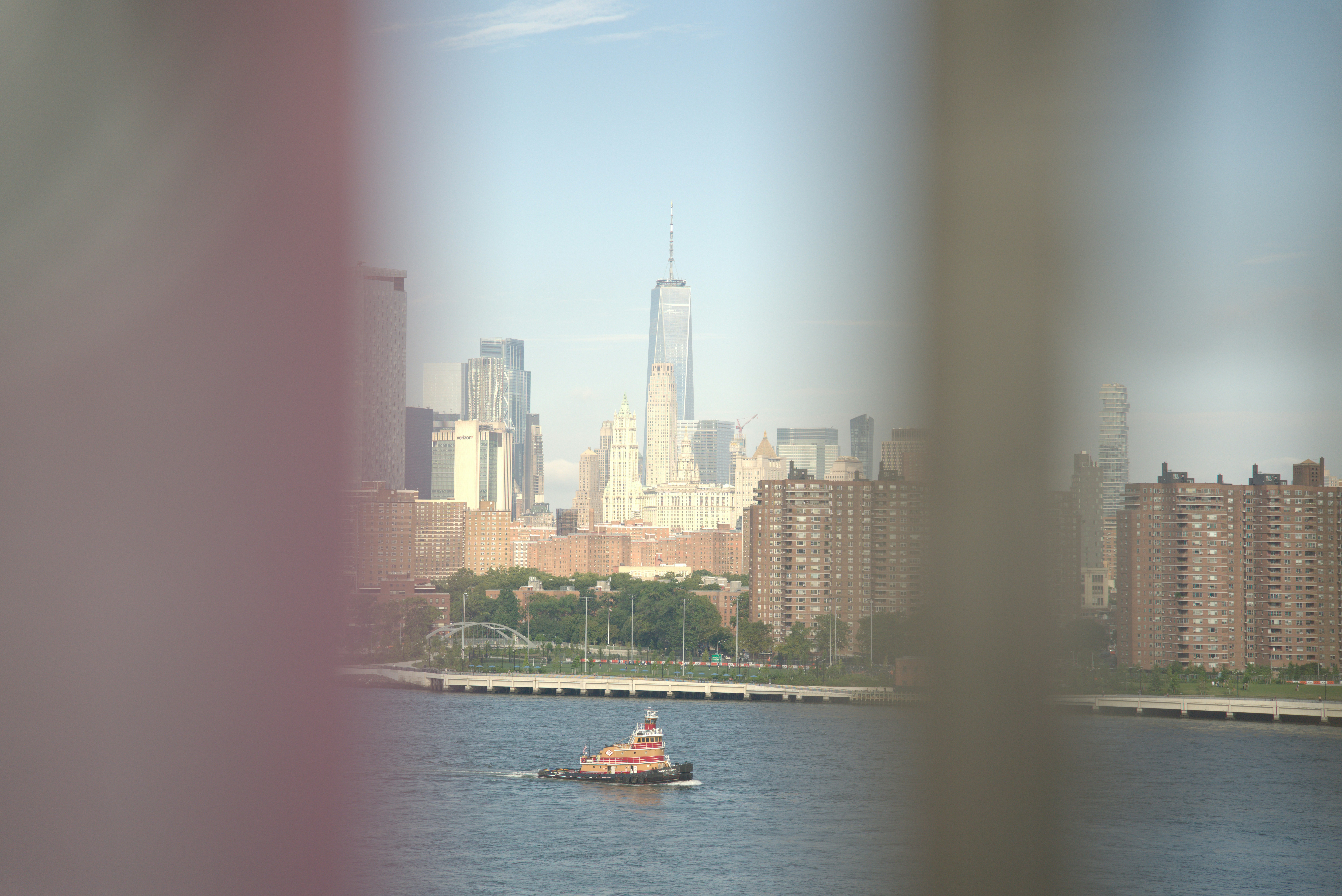 City Skyline Through a Narrow Gap