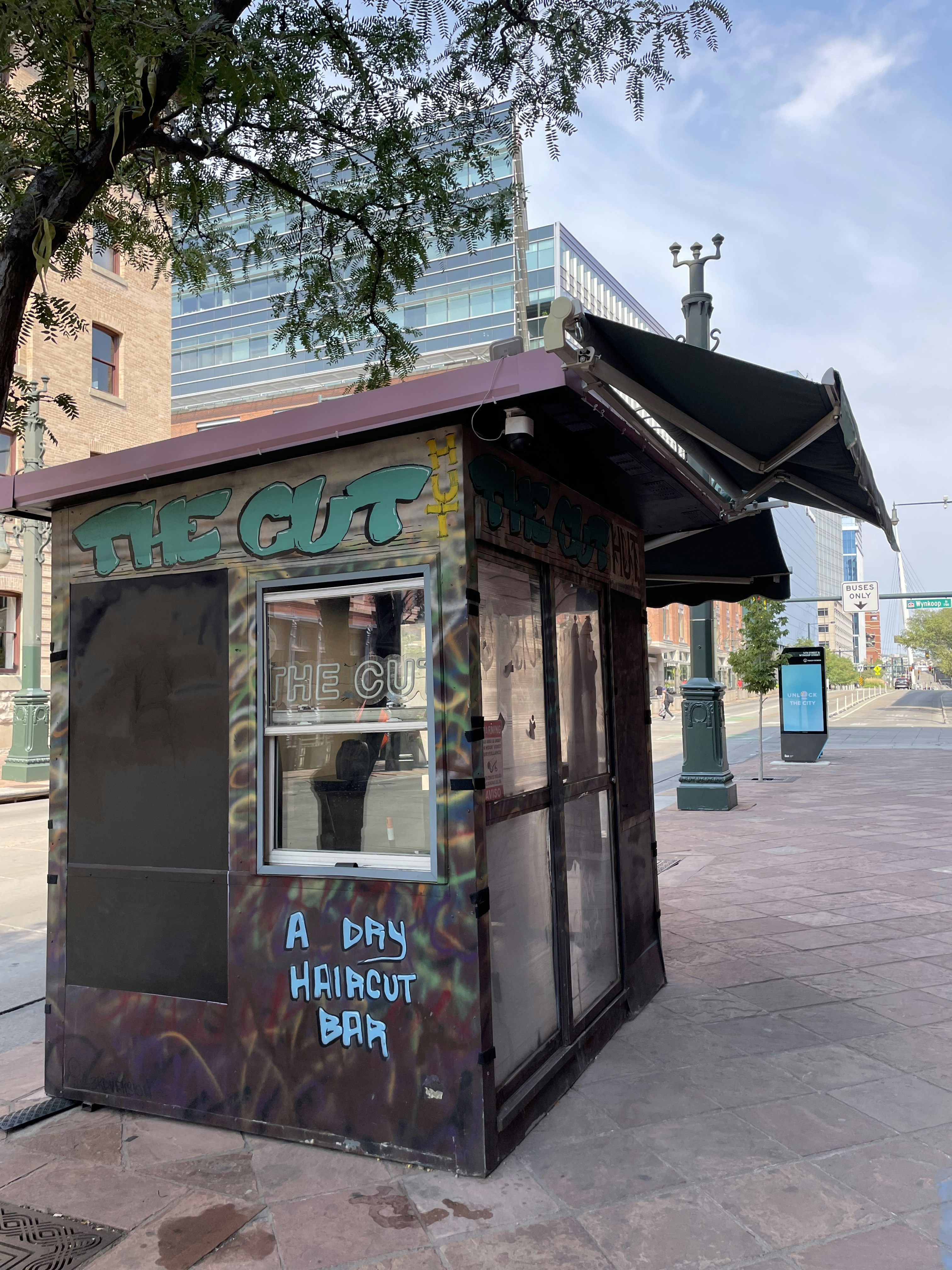 Graffiti Kiosk on a Modern Streetcape