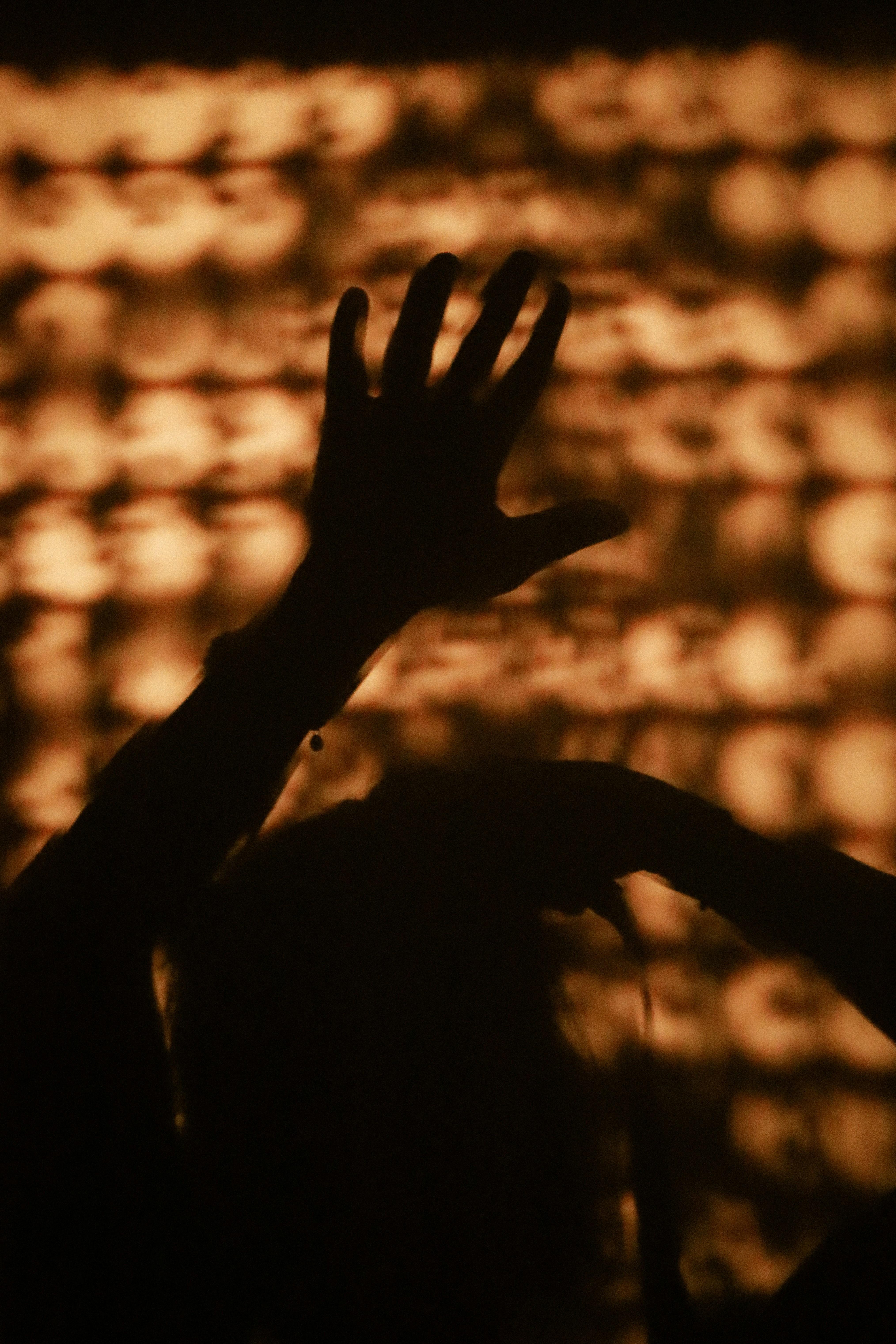 Shadowed Hand Above a Woven Glow