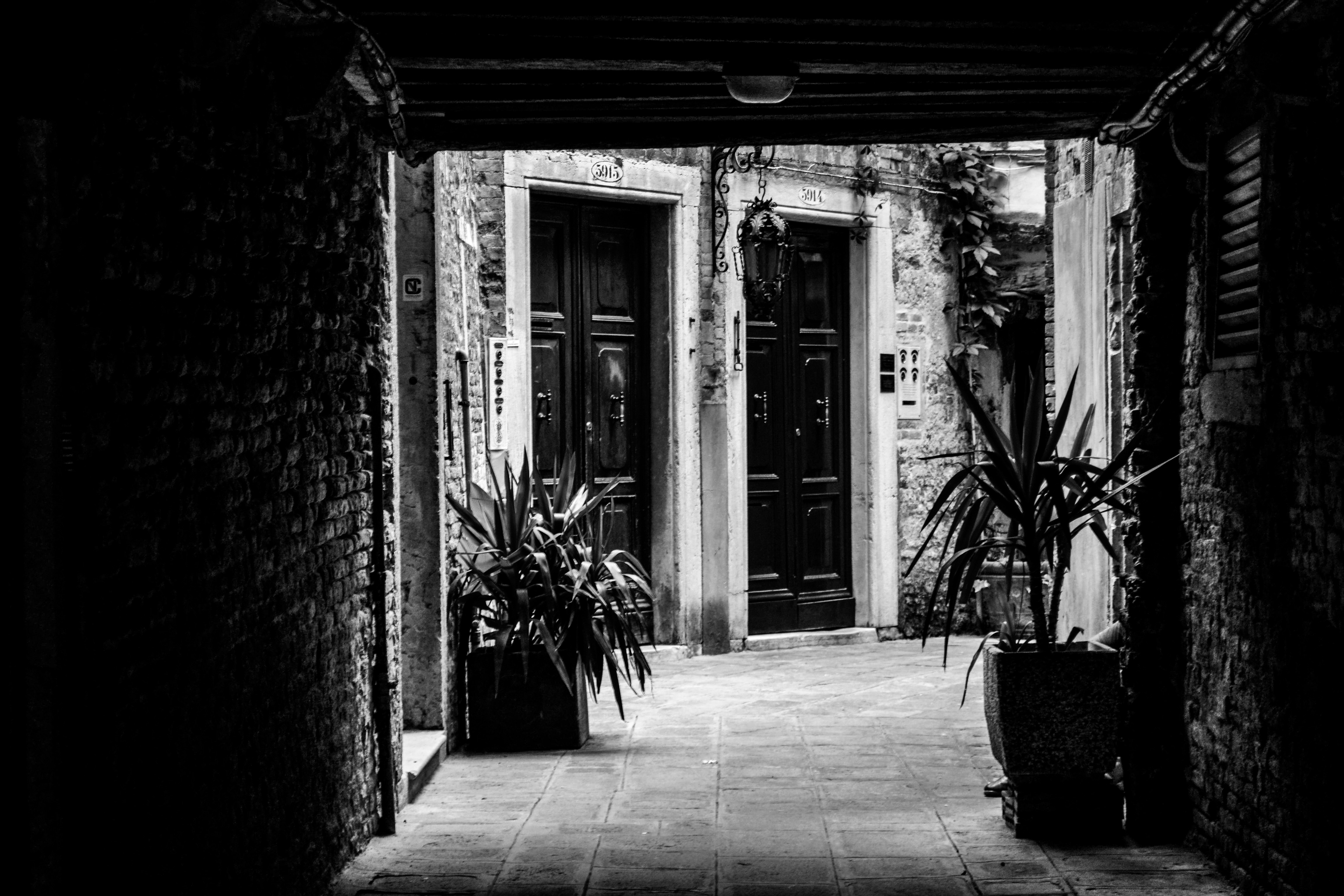 Quiet Archway to a Sunlit Doorway