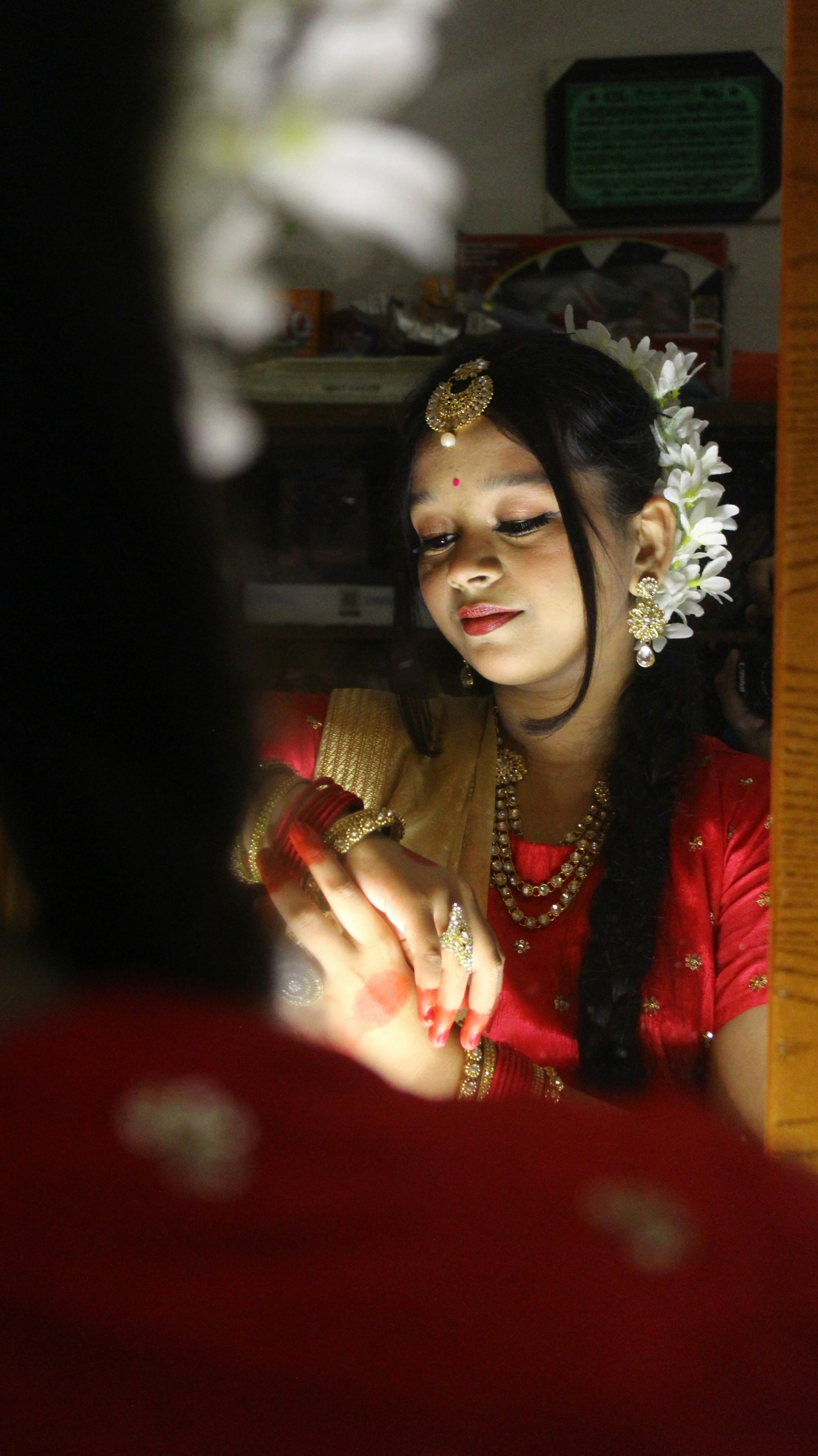 Bride in Red: Adorned with Jasmine and Gold