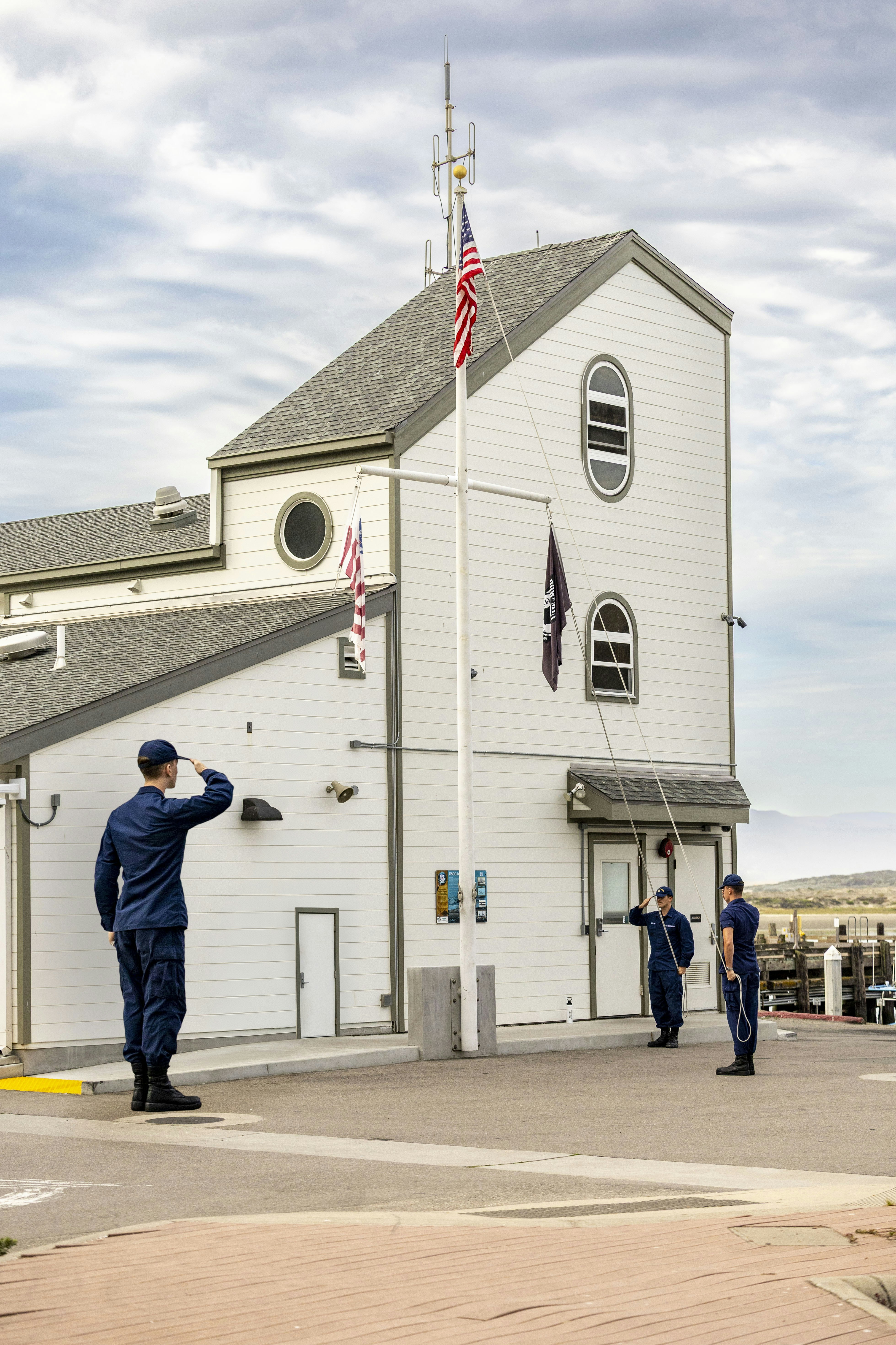 Flag Ceremony at a Seaside Fire Station