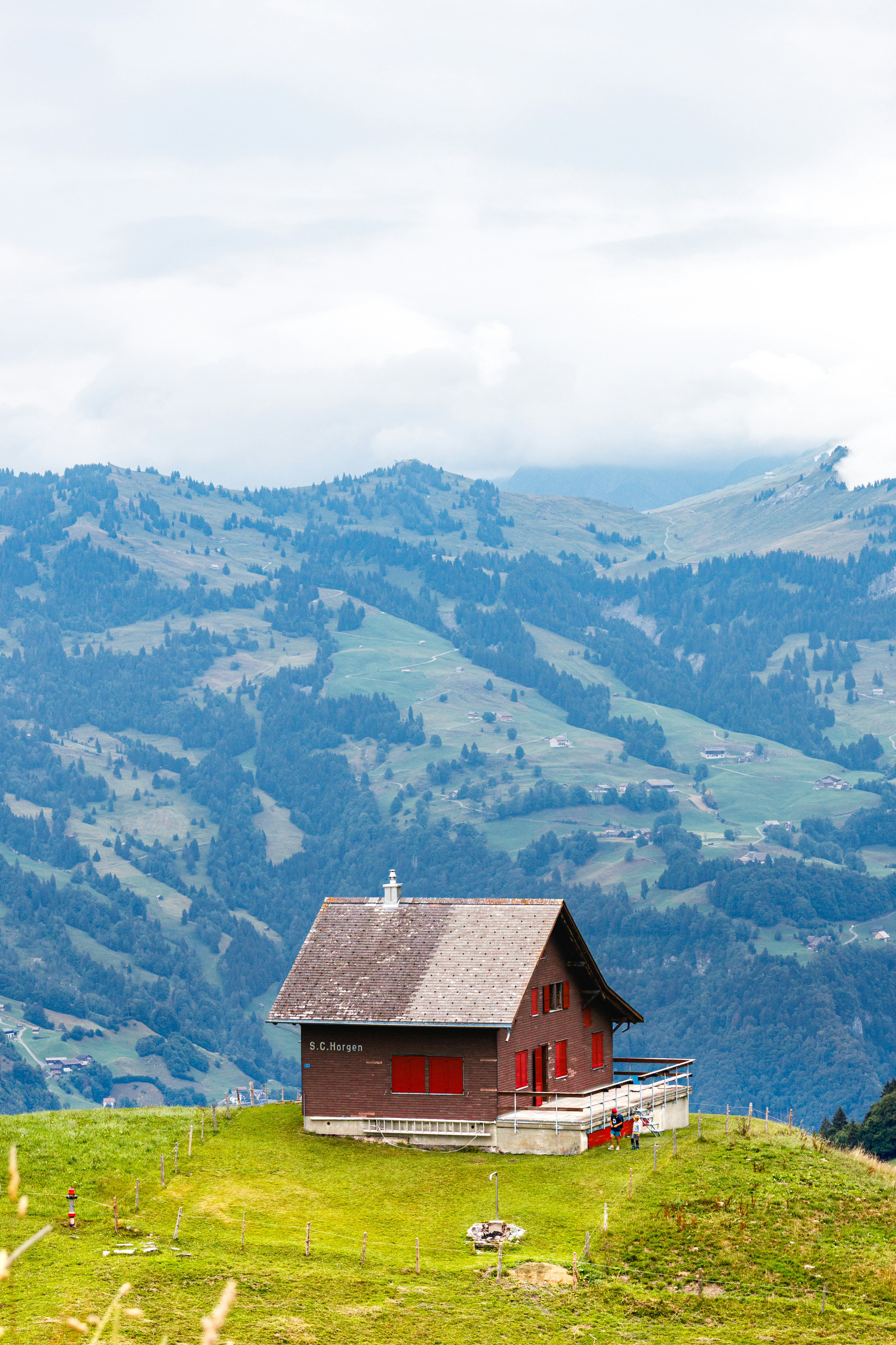 Lone Chalet Carved into Alpine Green