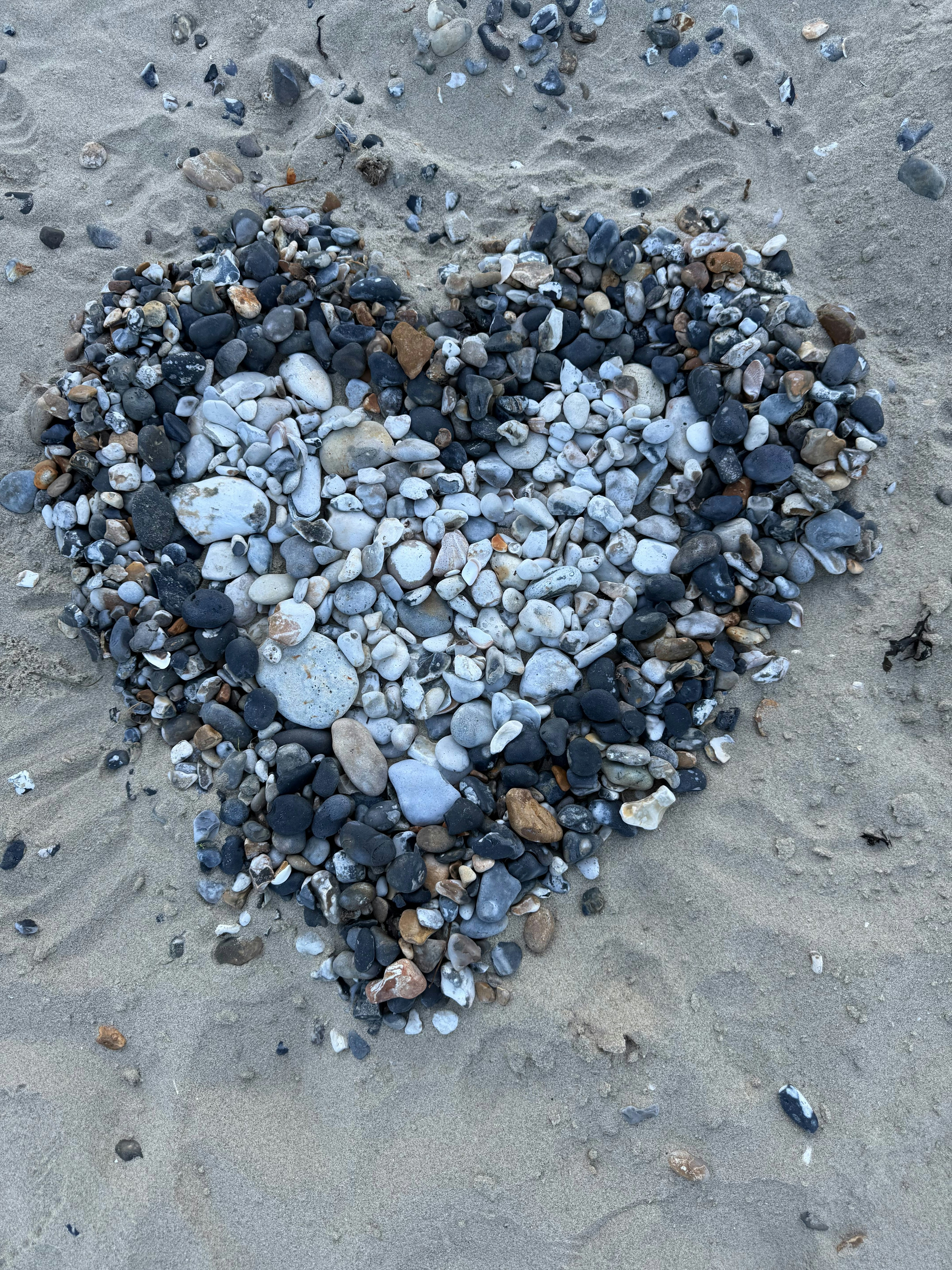 Pebble Heart on Sand: Quiet Beach Memoriam