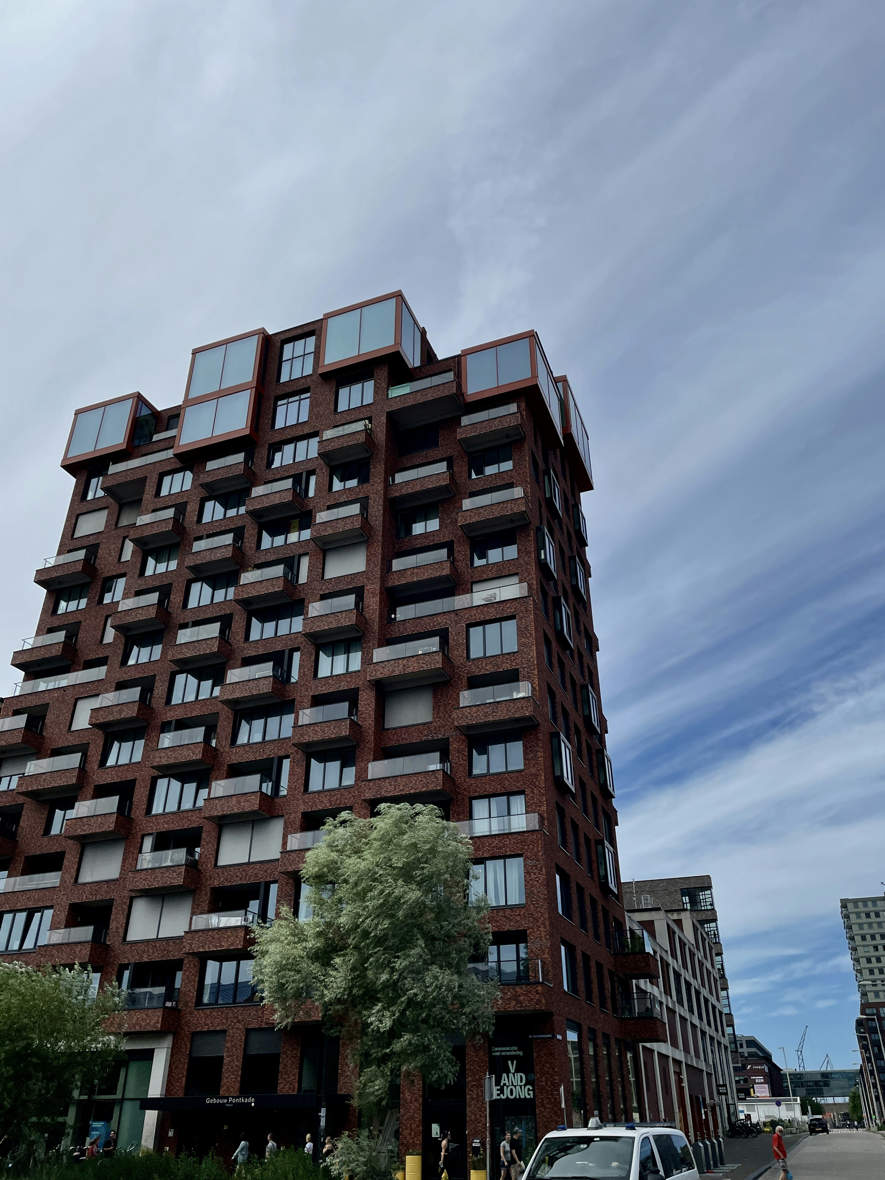 Brick Staircase Skyward: A City Block Reaching Toward the Blue
