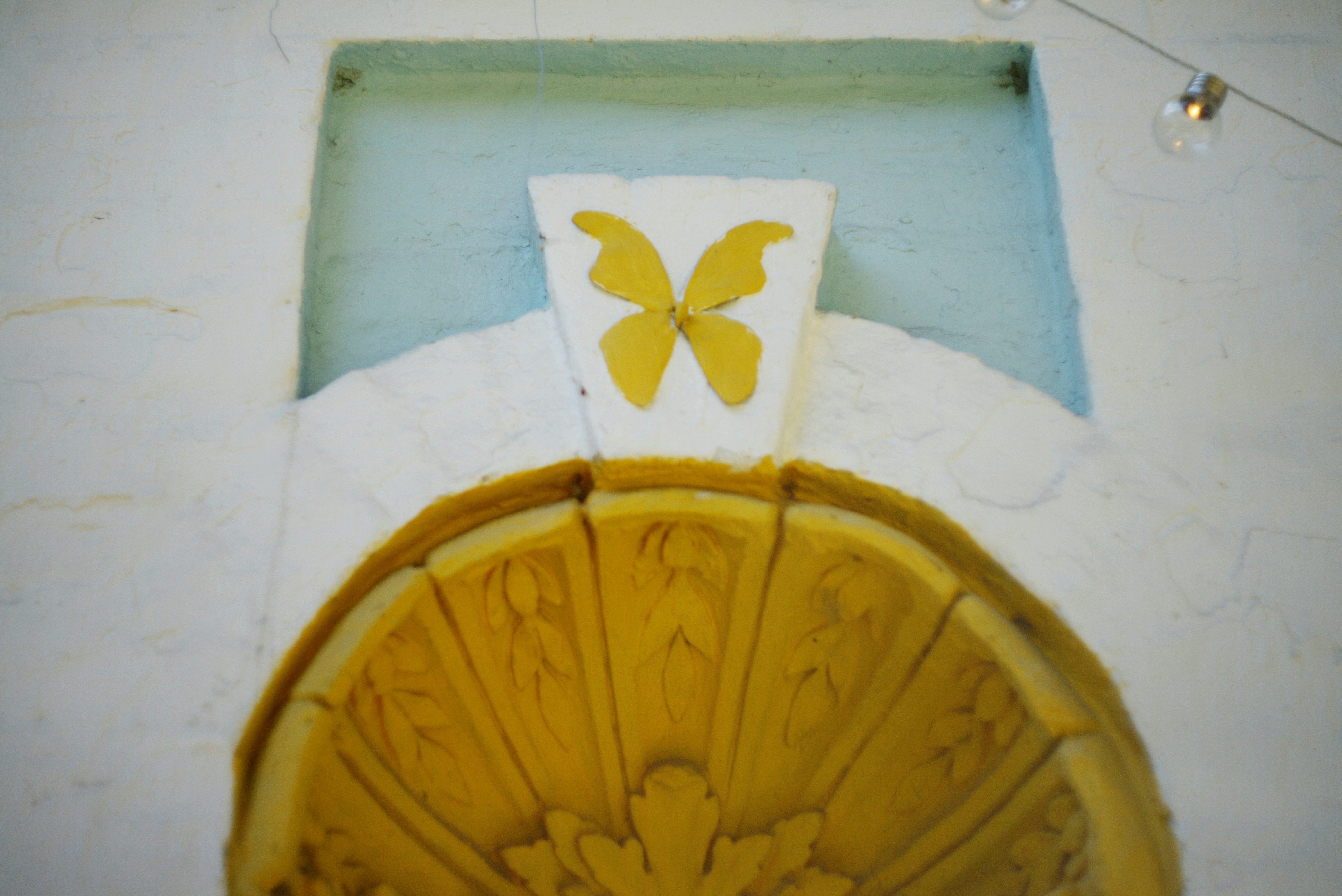 Butterfly Emblem Above an Ornate Door