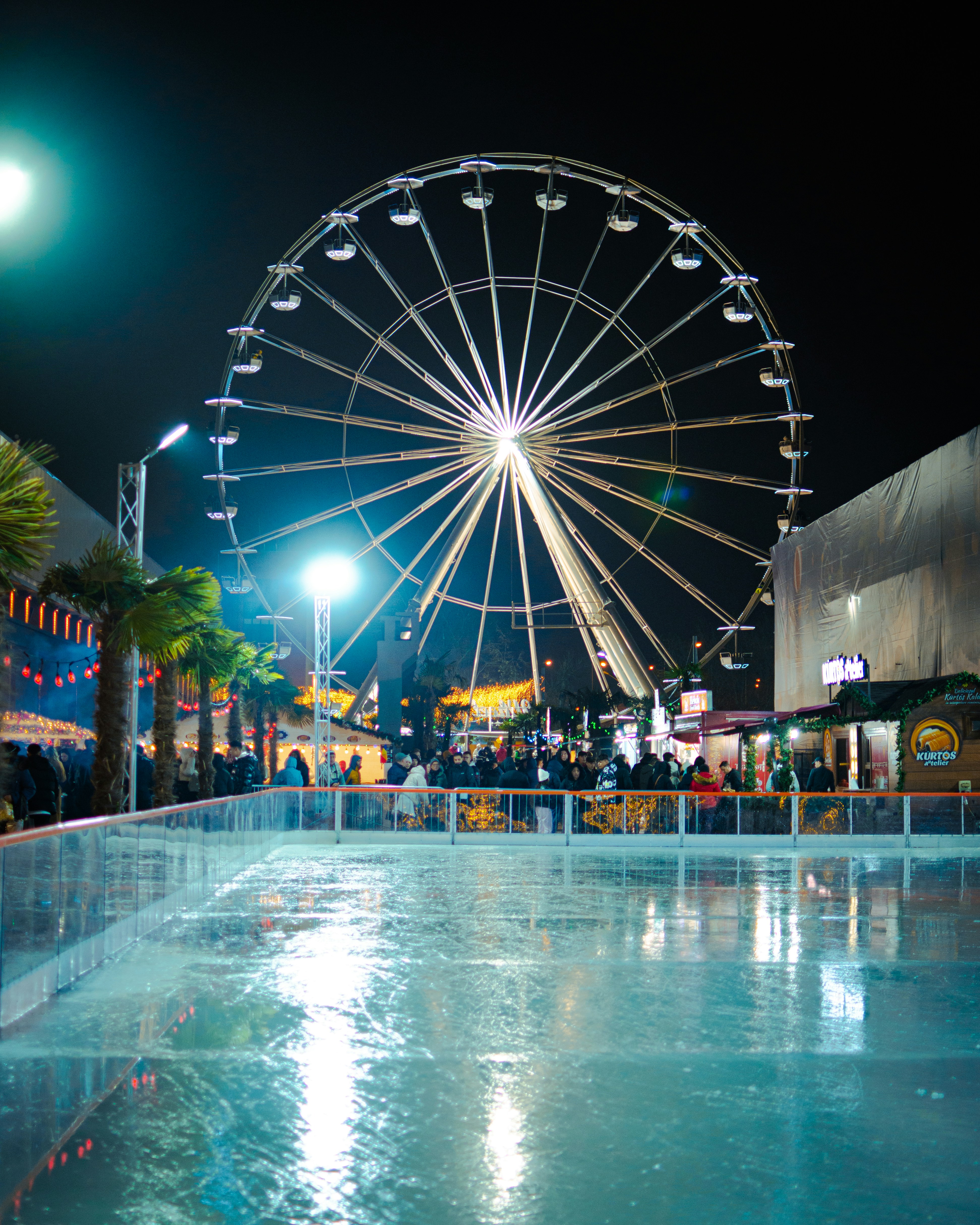 Neon Wheel over Ice: Night at the Coastal Fair