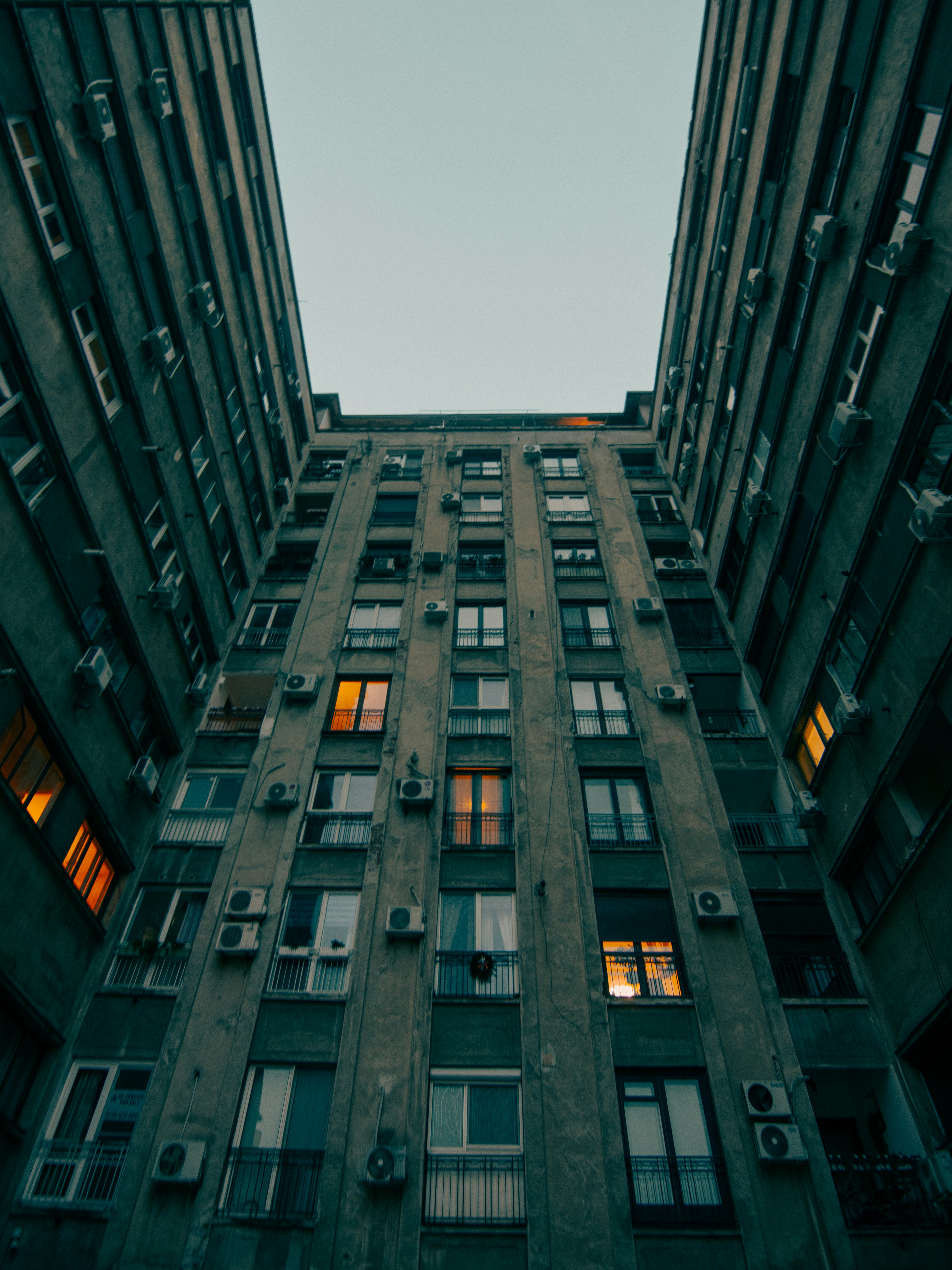 Central Courtyard Ascent: A Vertical Pulse of Urban Concrete