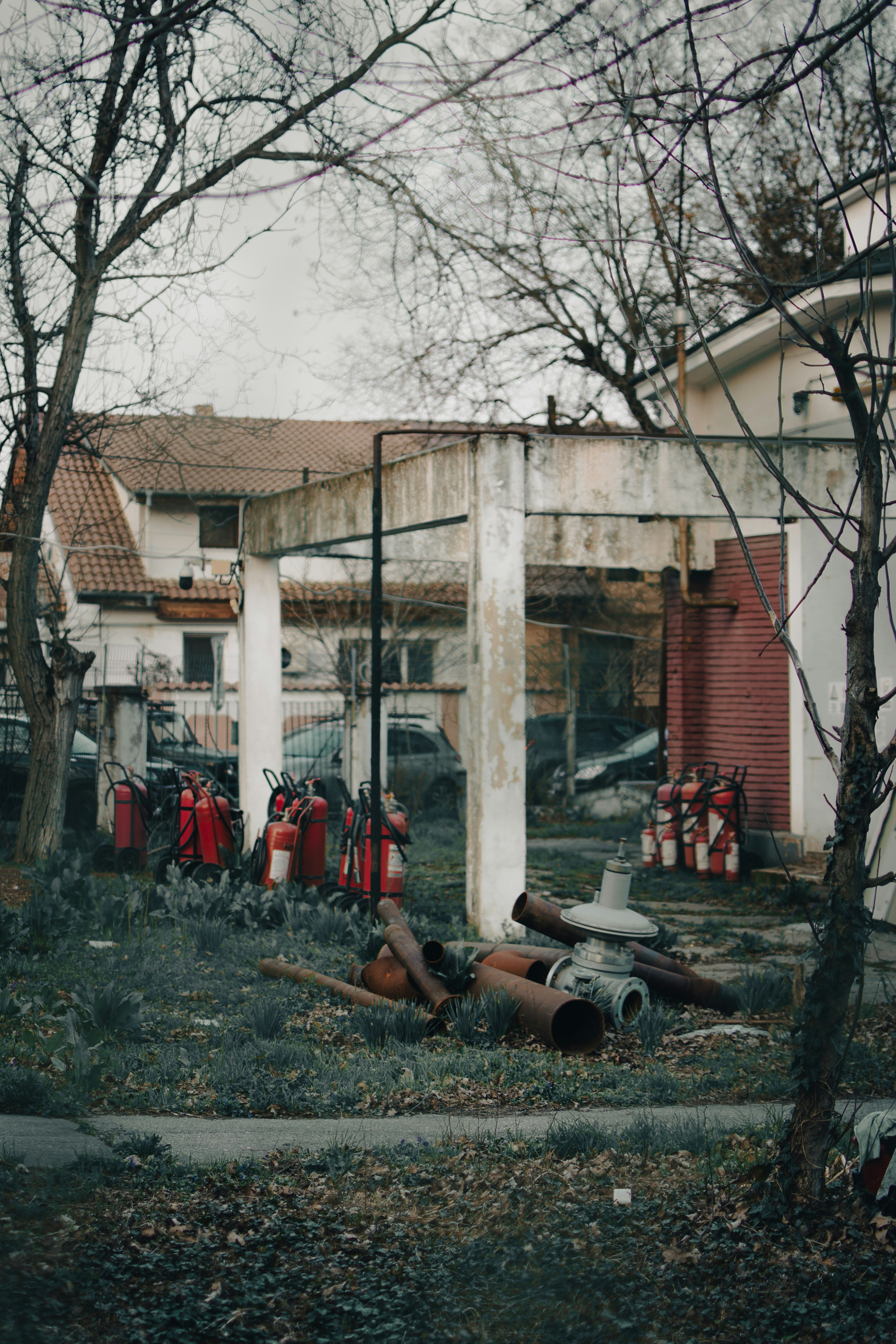 Gasoline Garden: A Quiet Bazaar of Fire Extinguishers and Pipes