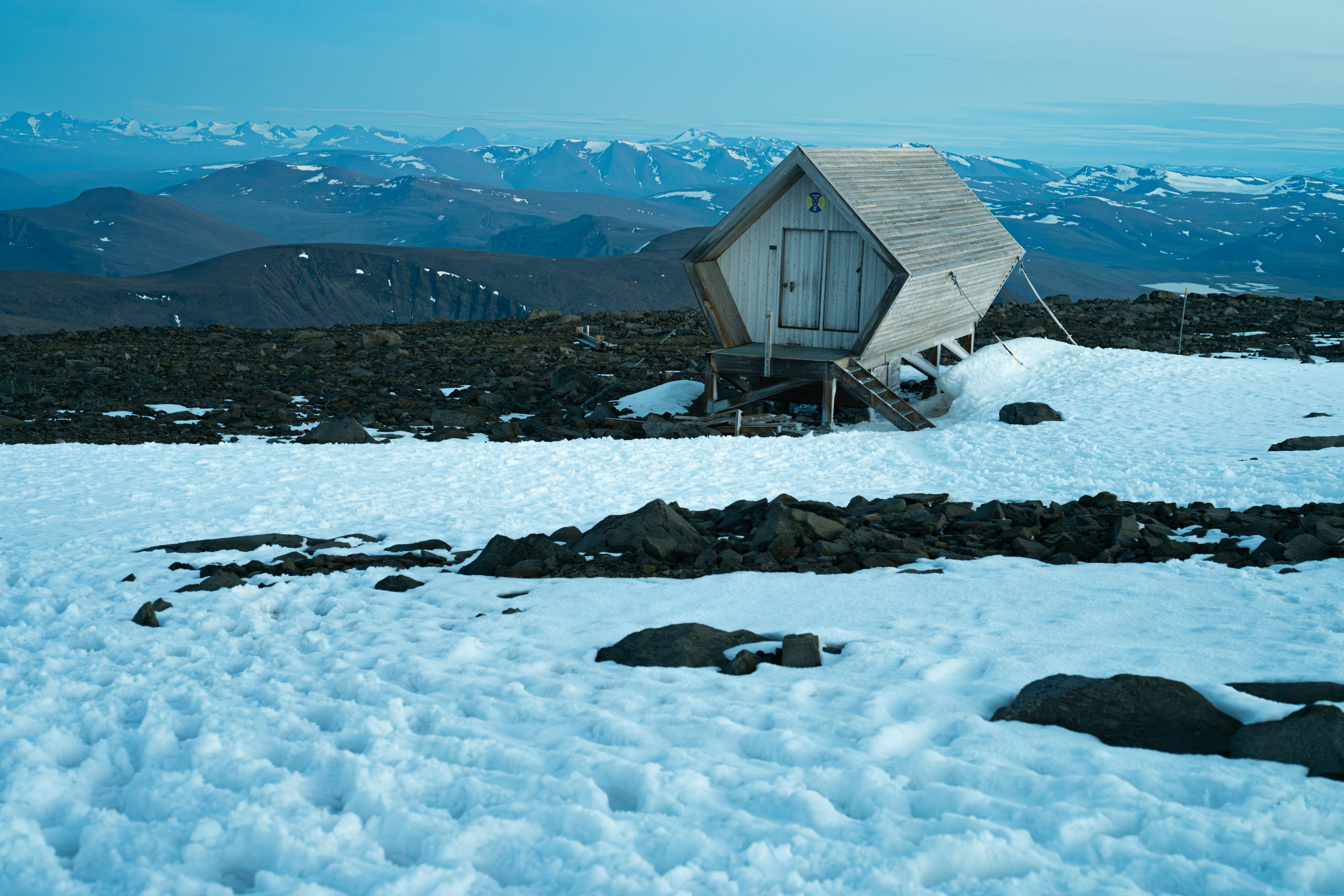 Snowbound Hut on a Alpine Ridge