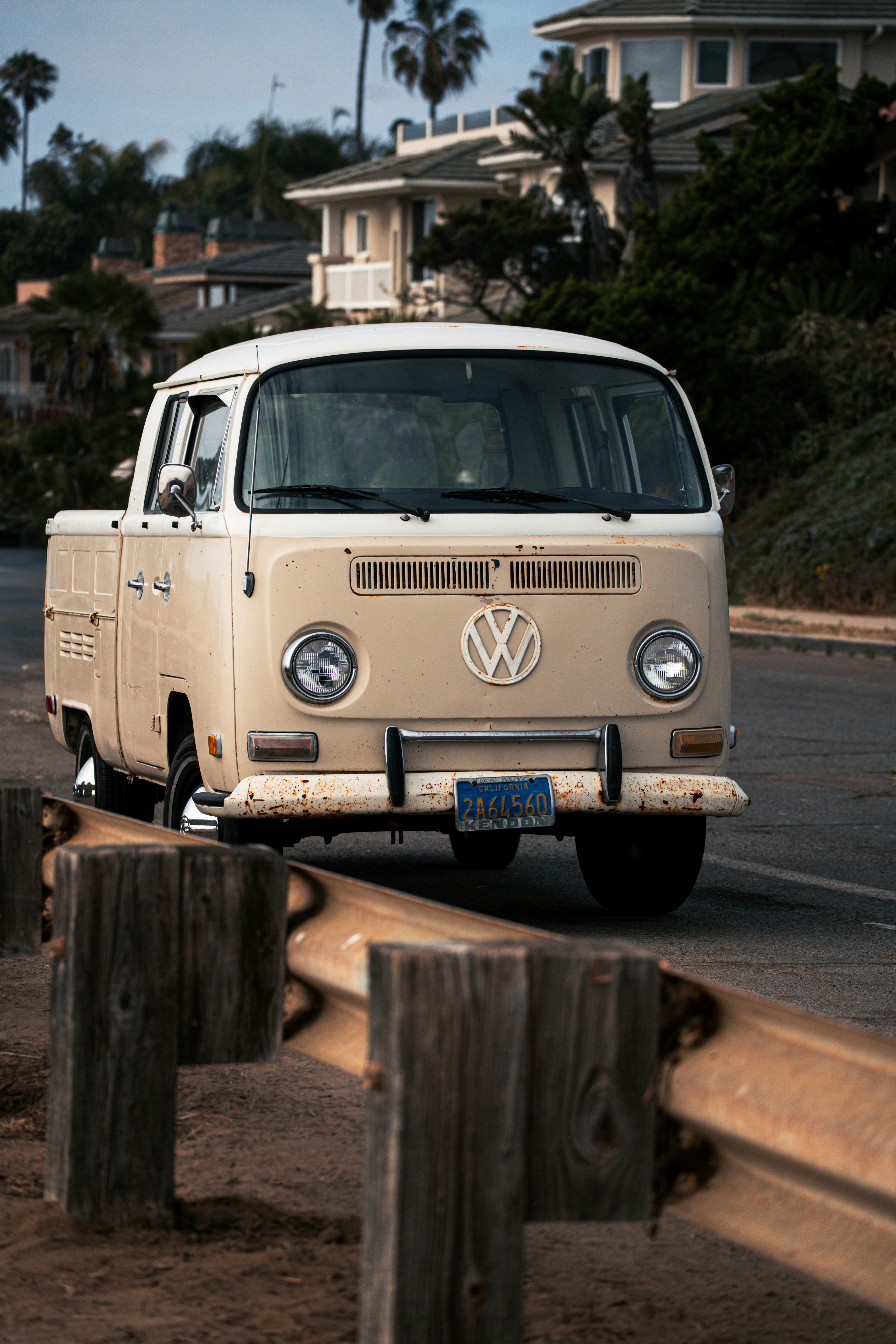 Vintage Volkswagen Van at the Coastal Curve