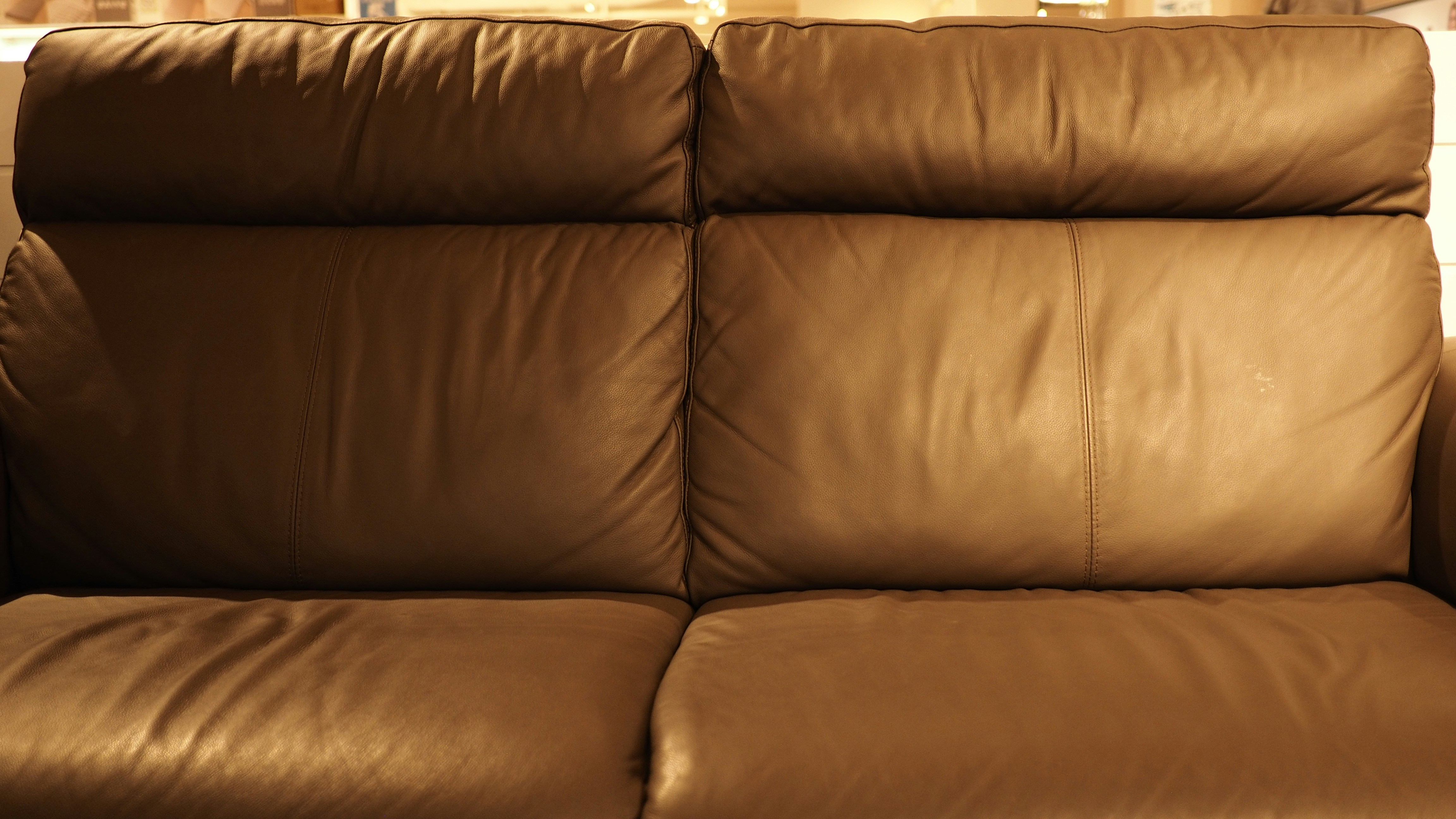 Muted Cushions, Quiet Texture: A Close-Up of Brown Leather Seating