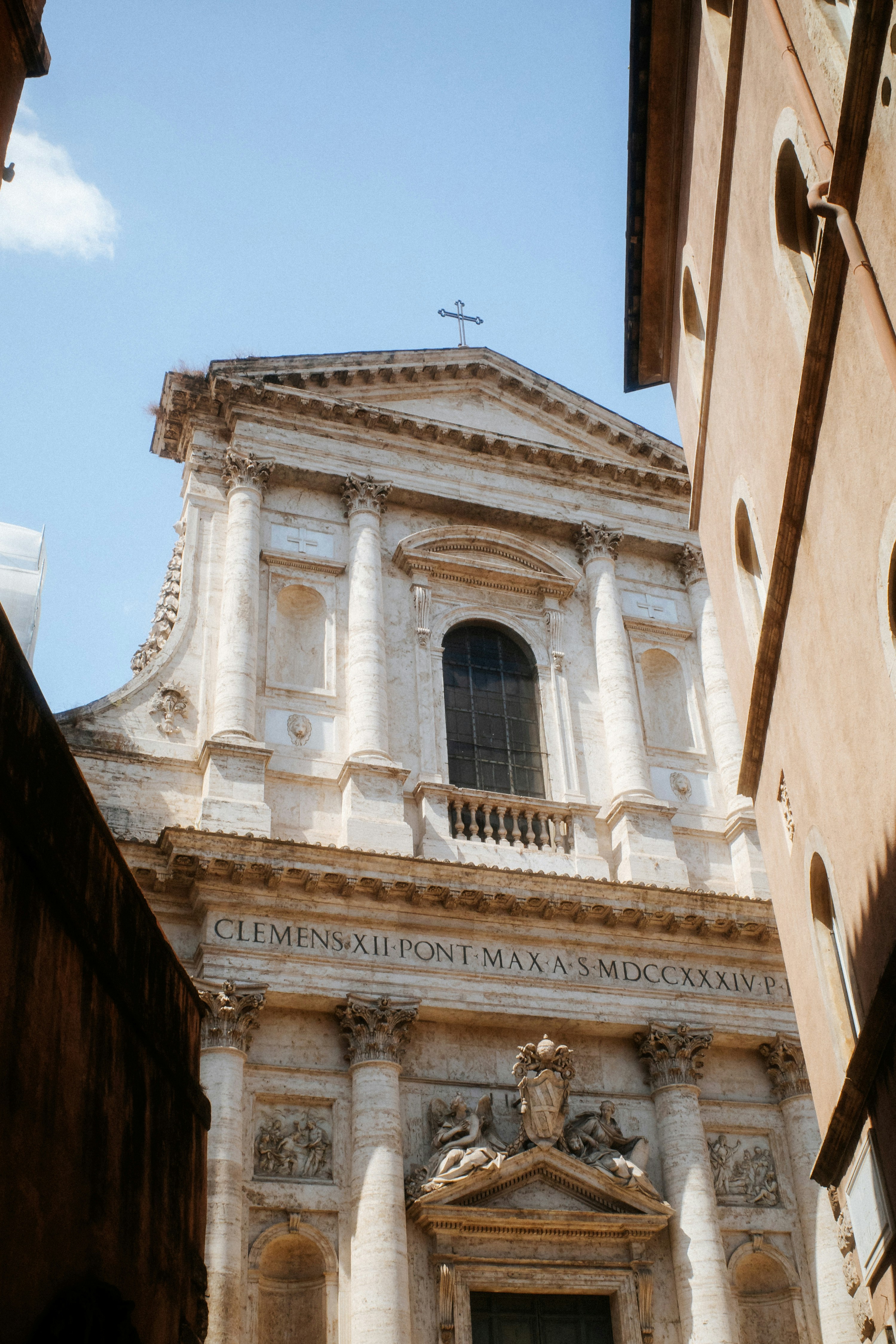 Facade of a Baroque Cathedral Framed by Narrow Alley