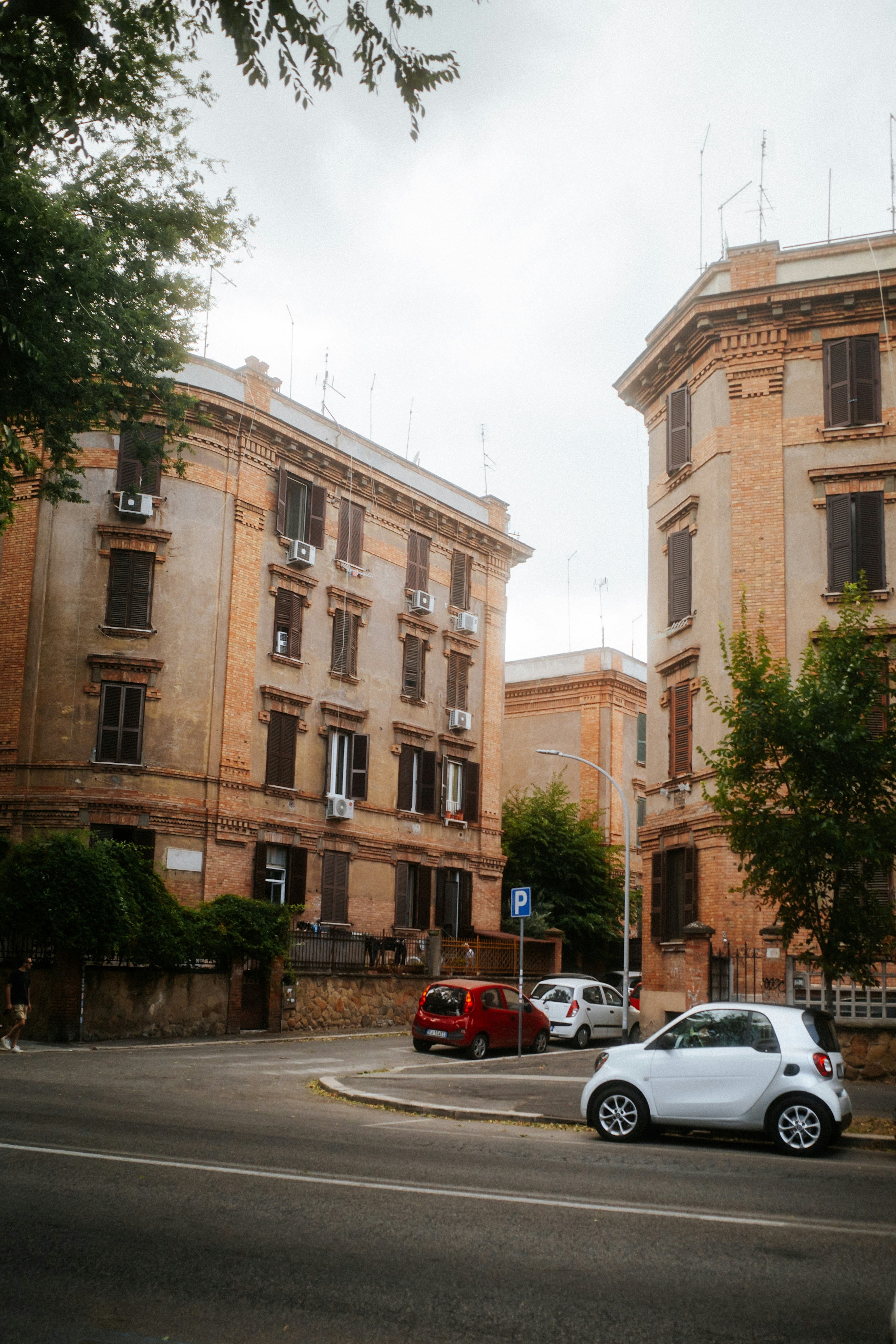 Urban Facade and Street Life in Weathered Brick