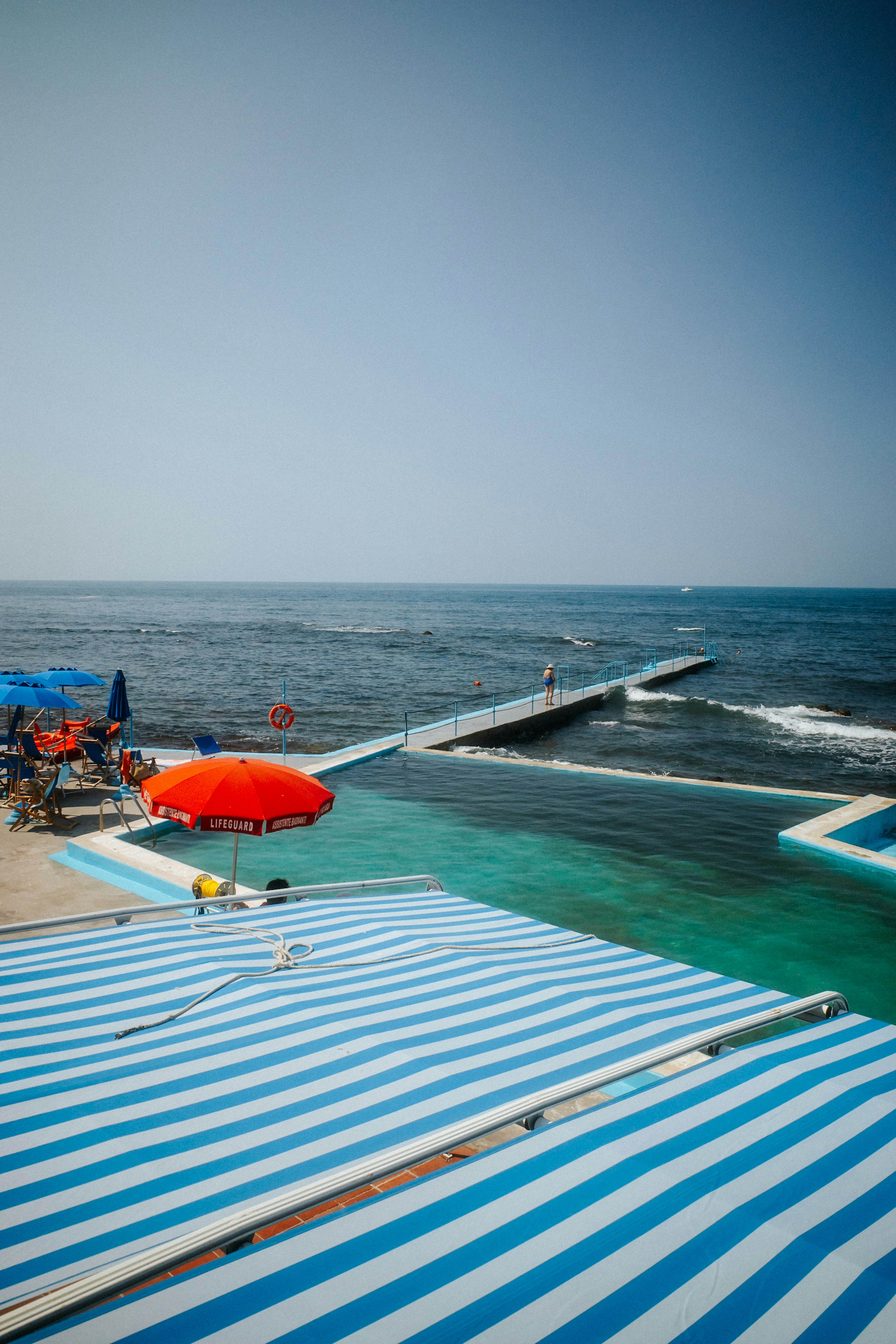 Blue Stripes at the End of the Pier