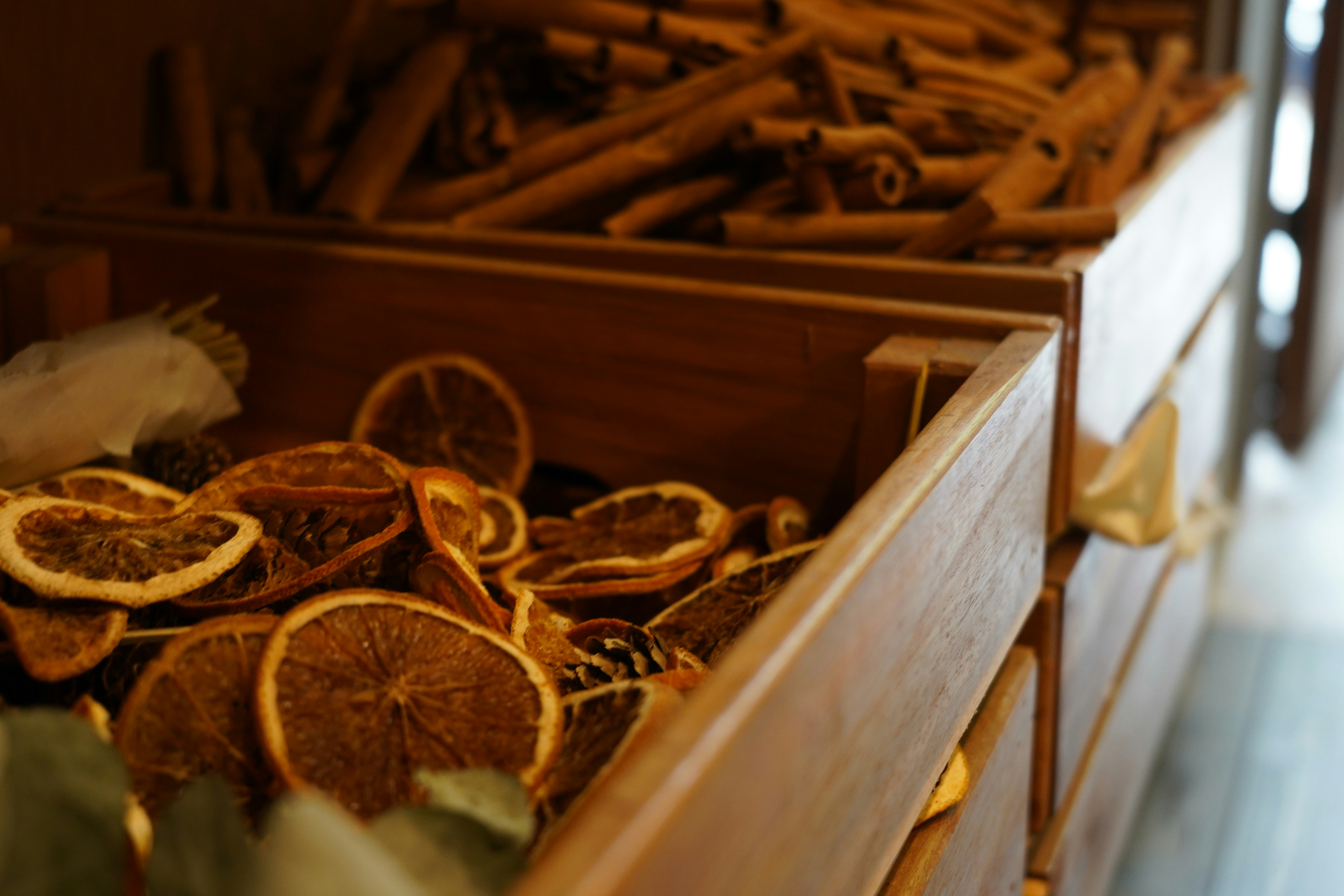 Citrus Dried by Window Light: Wooden Drawers of Preserved Aromas