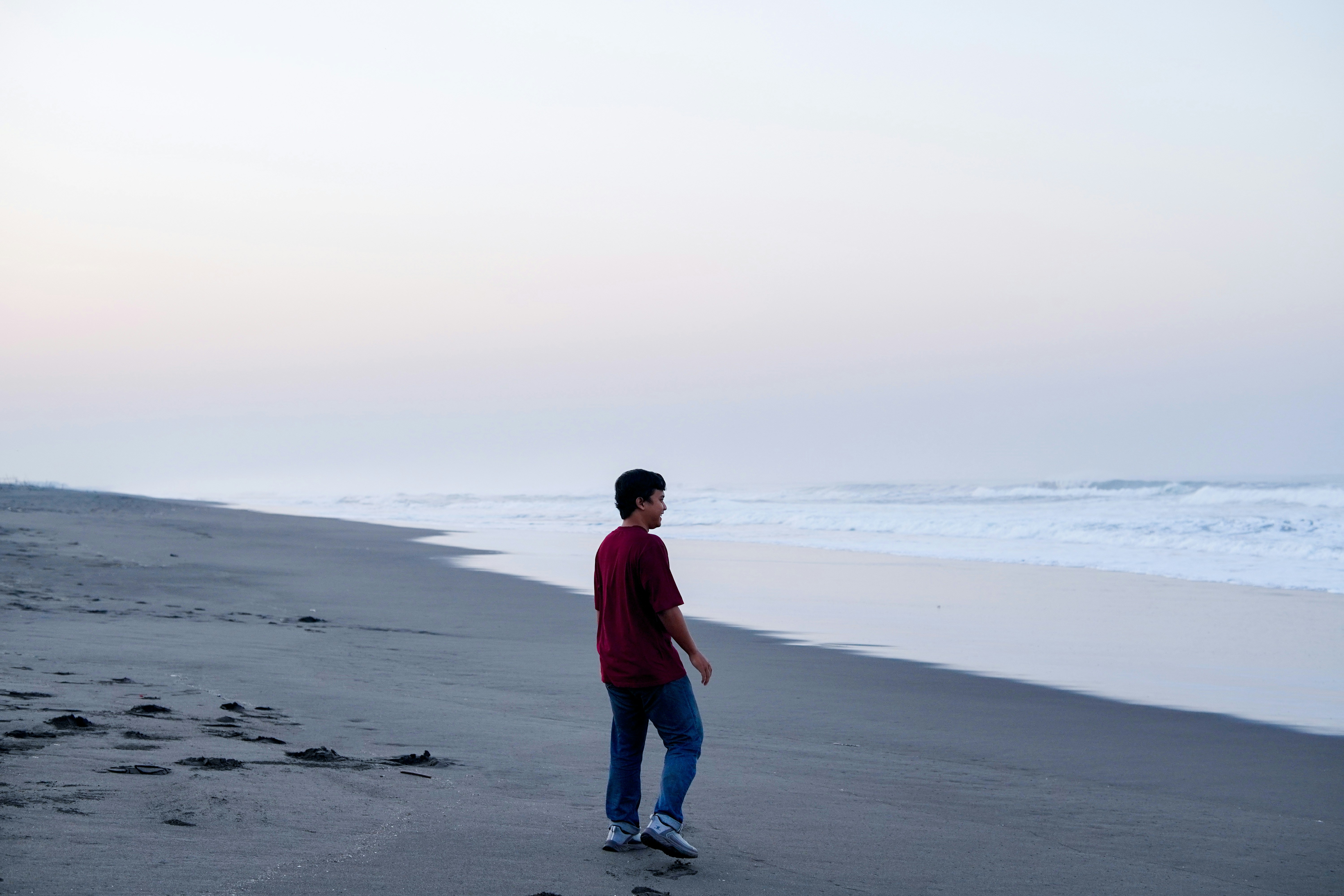 Strolling along the Quiescent Shore at Dusk