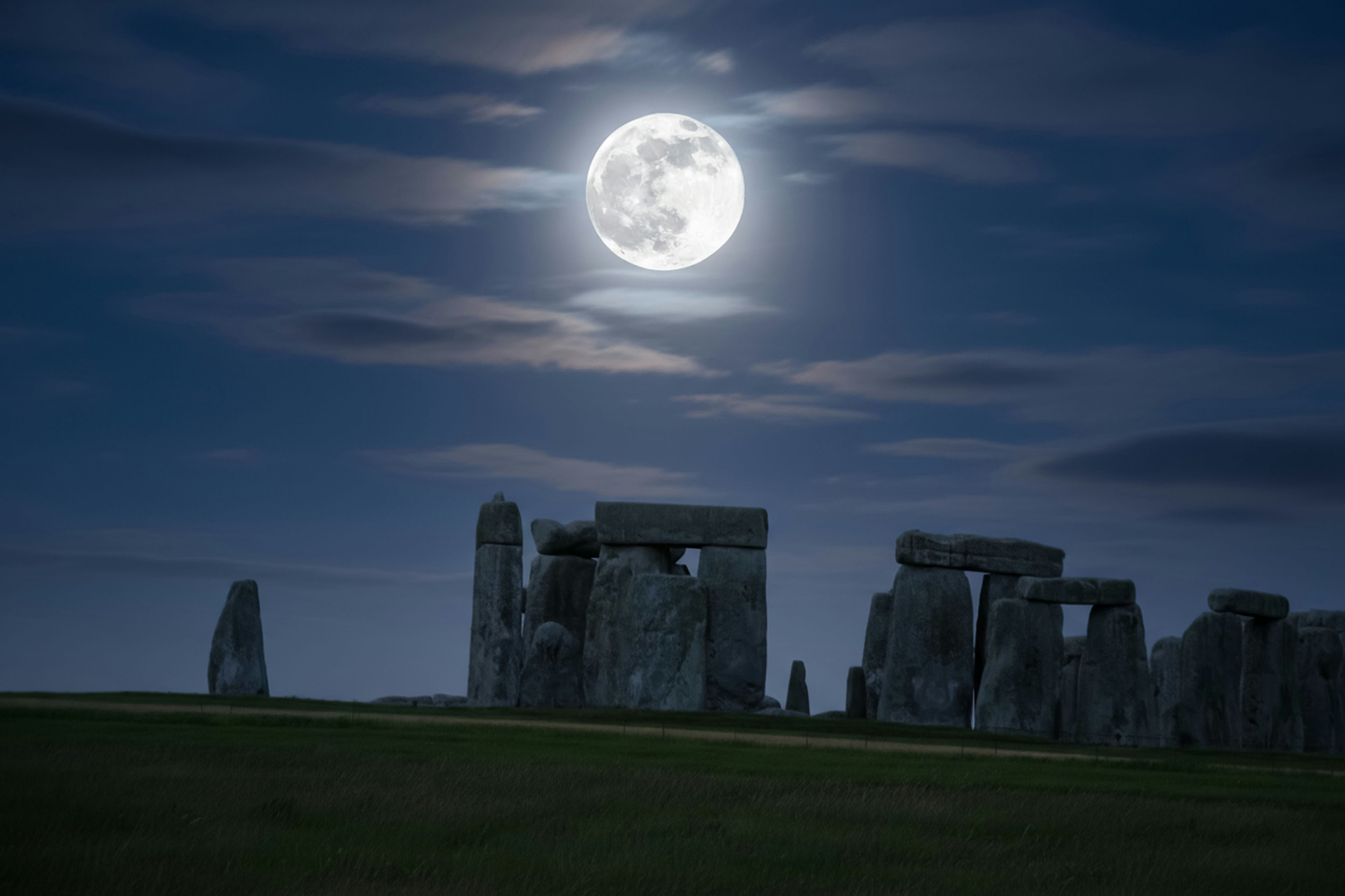 Lunar Over Stonehenge: Night Watch by the Distant Horizon