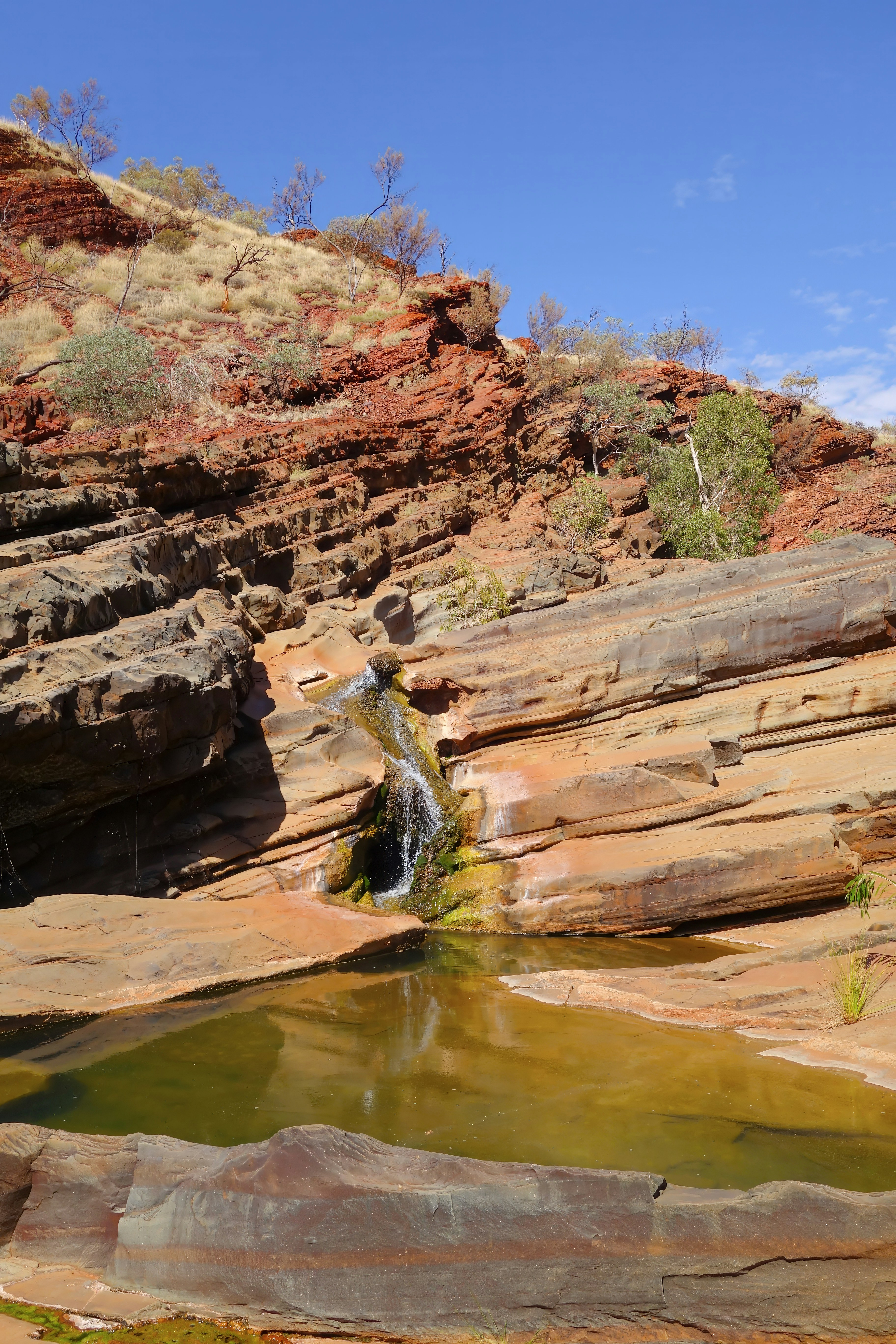 Desert Cascade: Red Rocks and a Quiet Pool