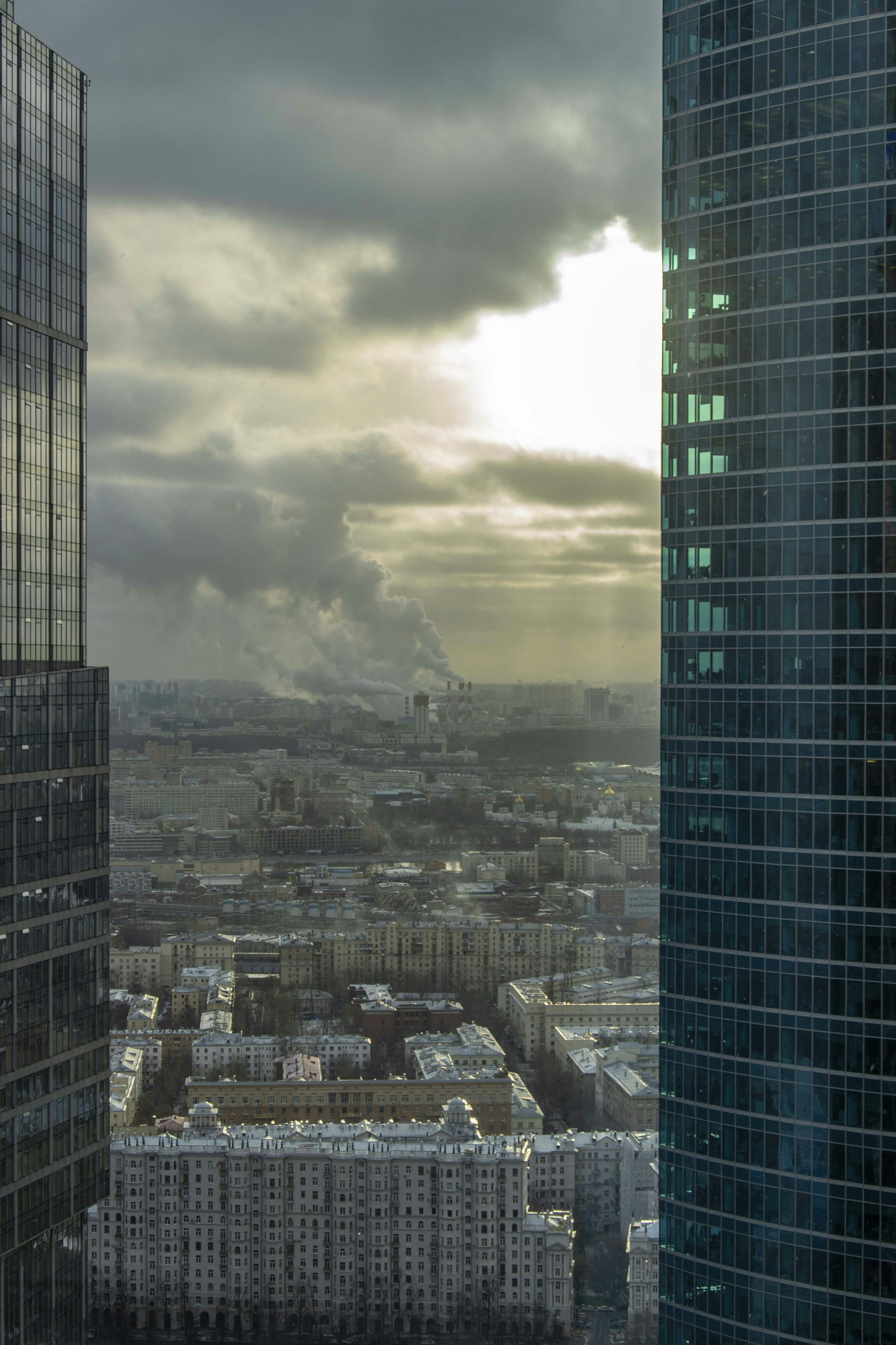 Between Towers: Sunrise Over the Gridded City