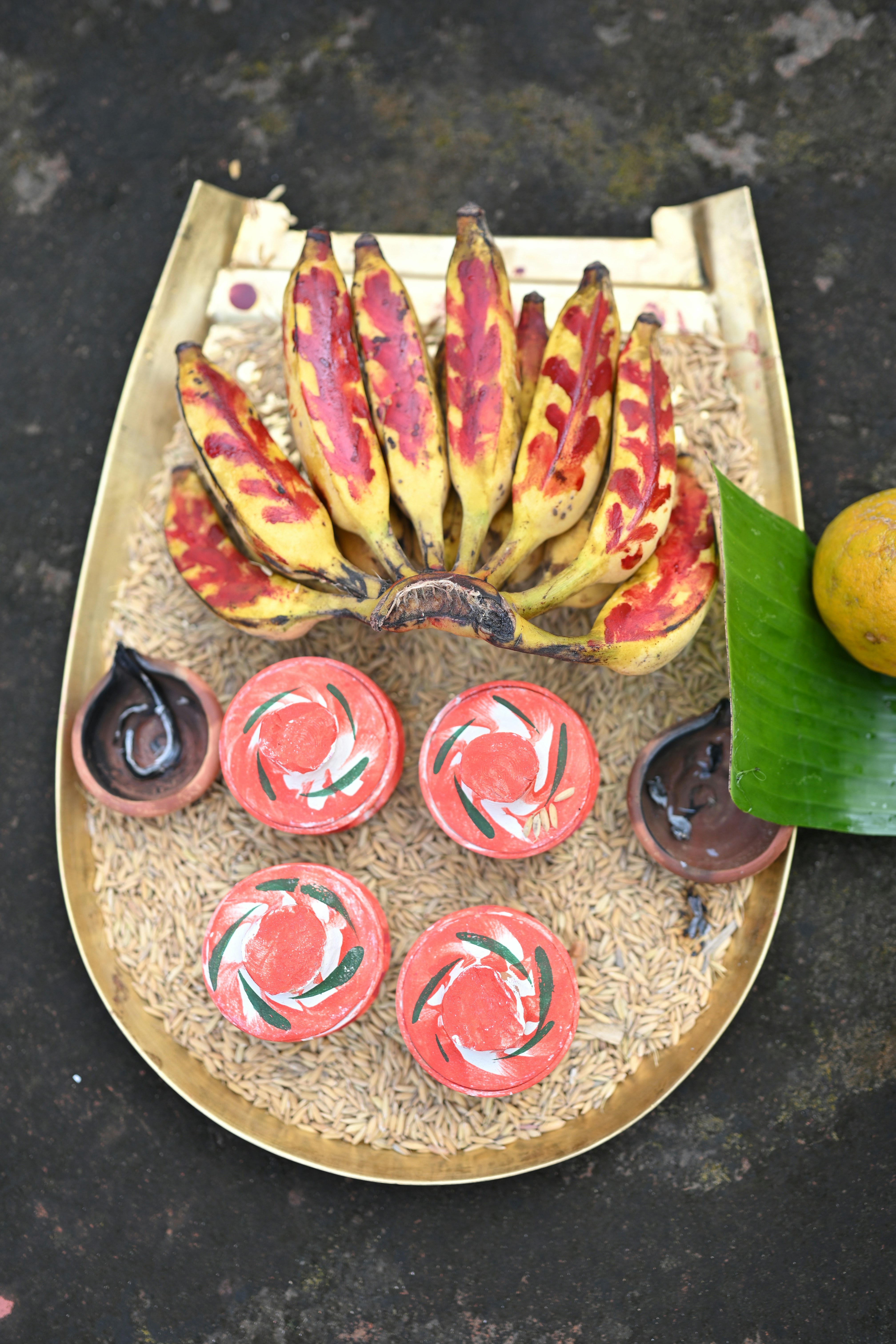 Banana Blossom Tray with Seasonal Sweets on a Golden Plate