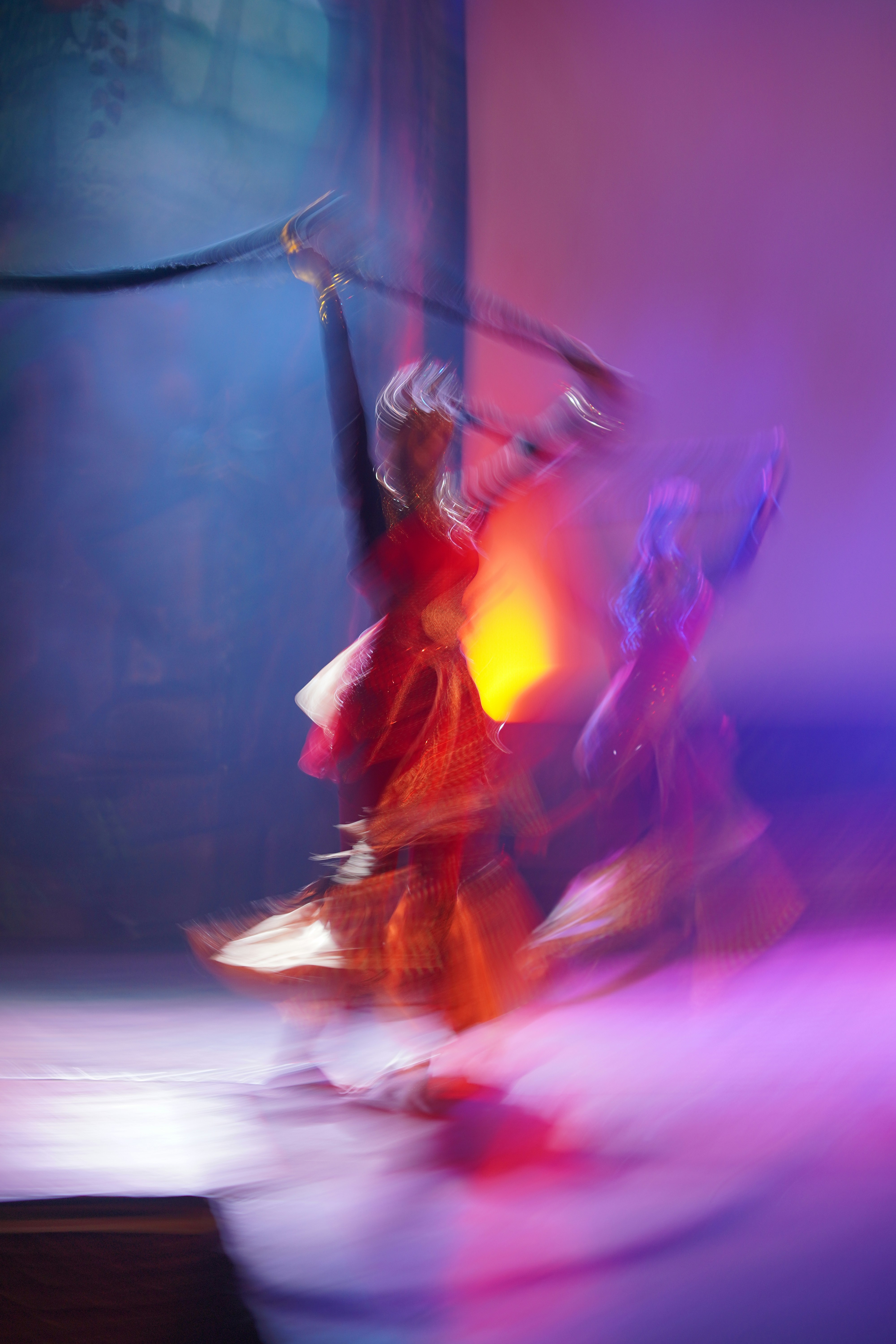 Dramatic Dance in Neon Haze