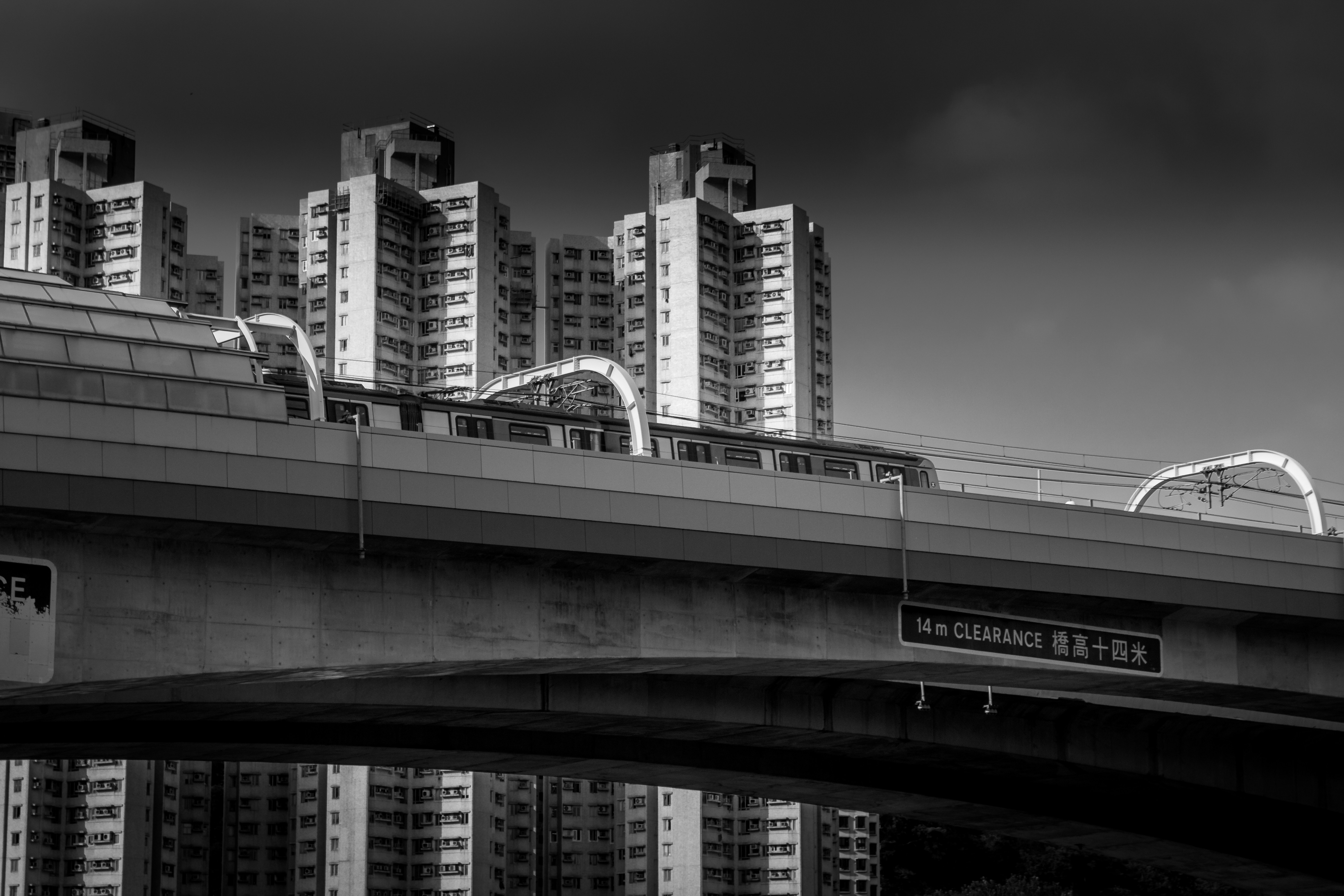 Urban Elevation: A Monochrome Tangle of Towers and Overpass