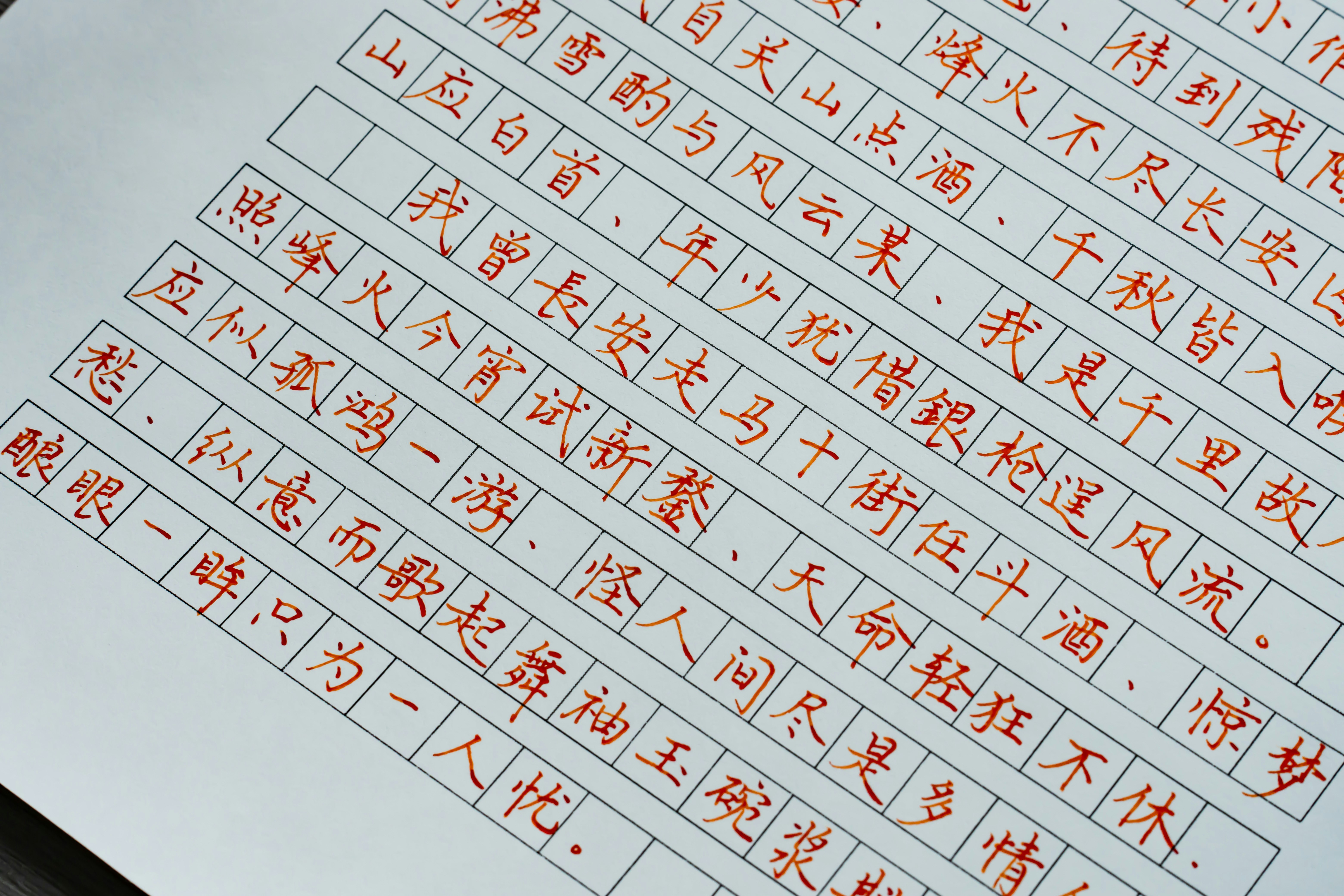 Chinese Handwritten Script on Clean White Sheet