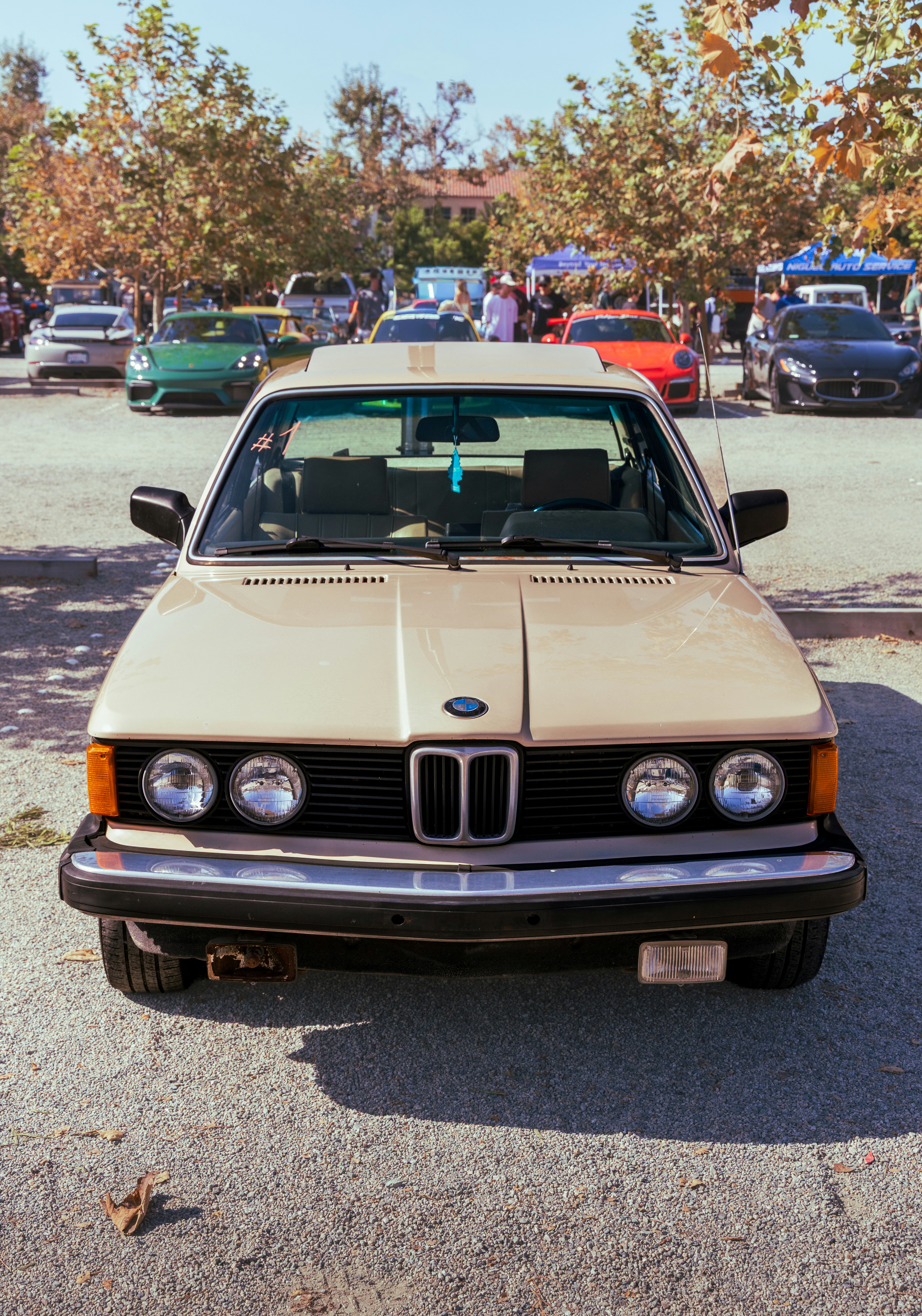 Front-and-center Classic: A beige BMW Stance at the Car Show