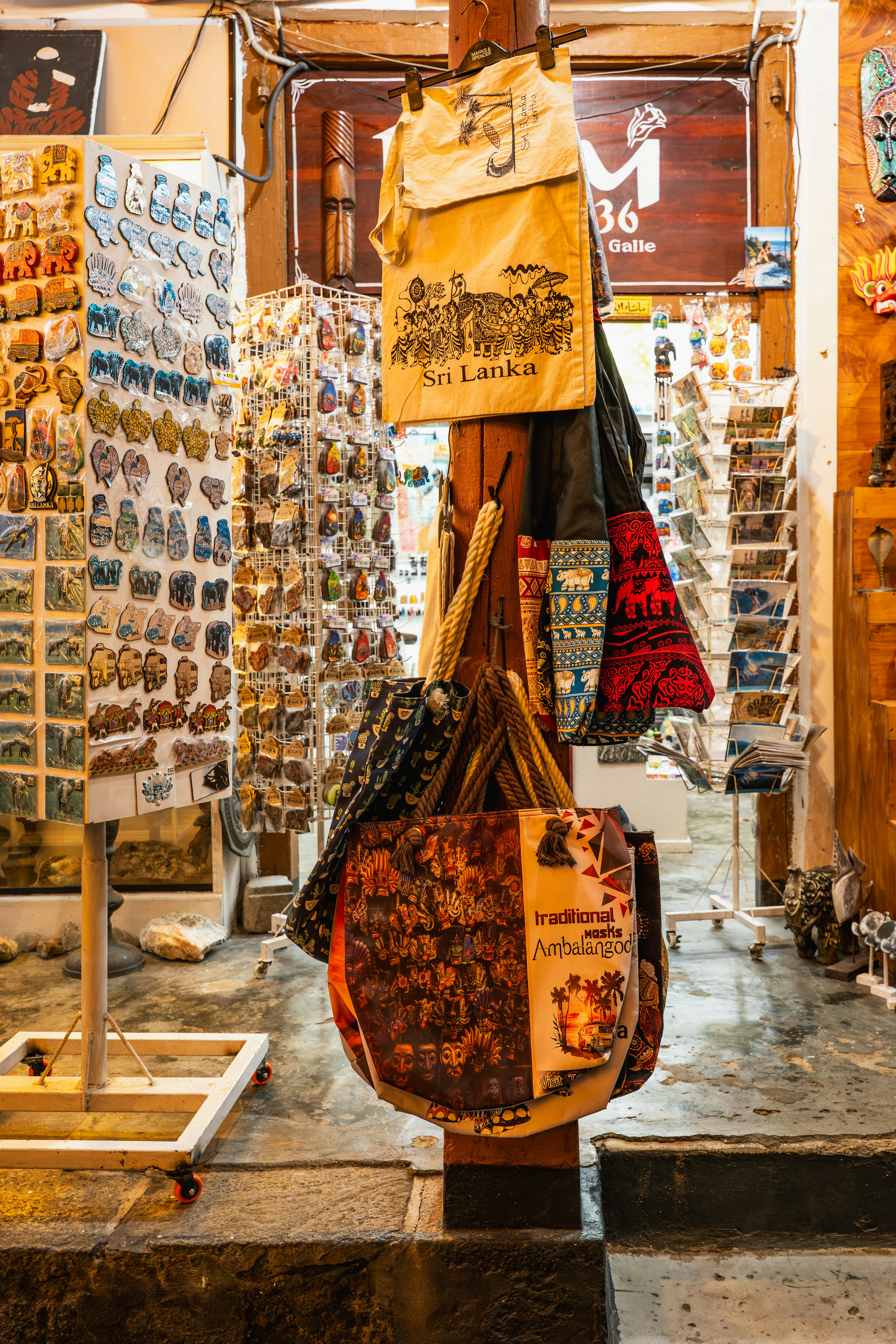 A Tibetan-inspired Market Stall Adorned with Bags and Souvenirs