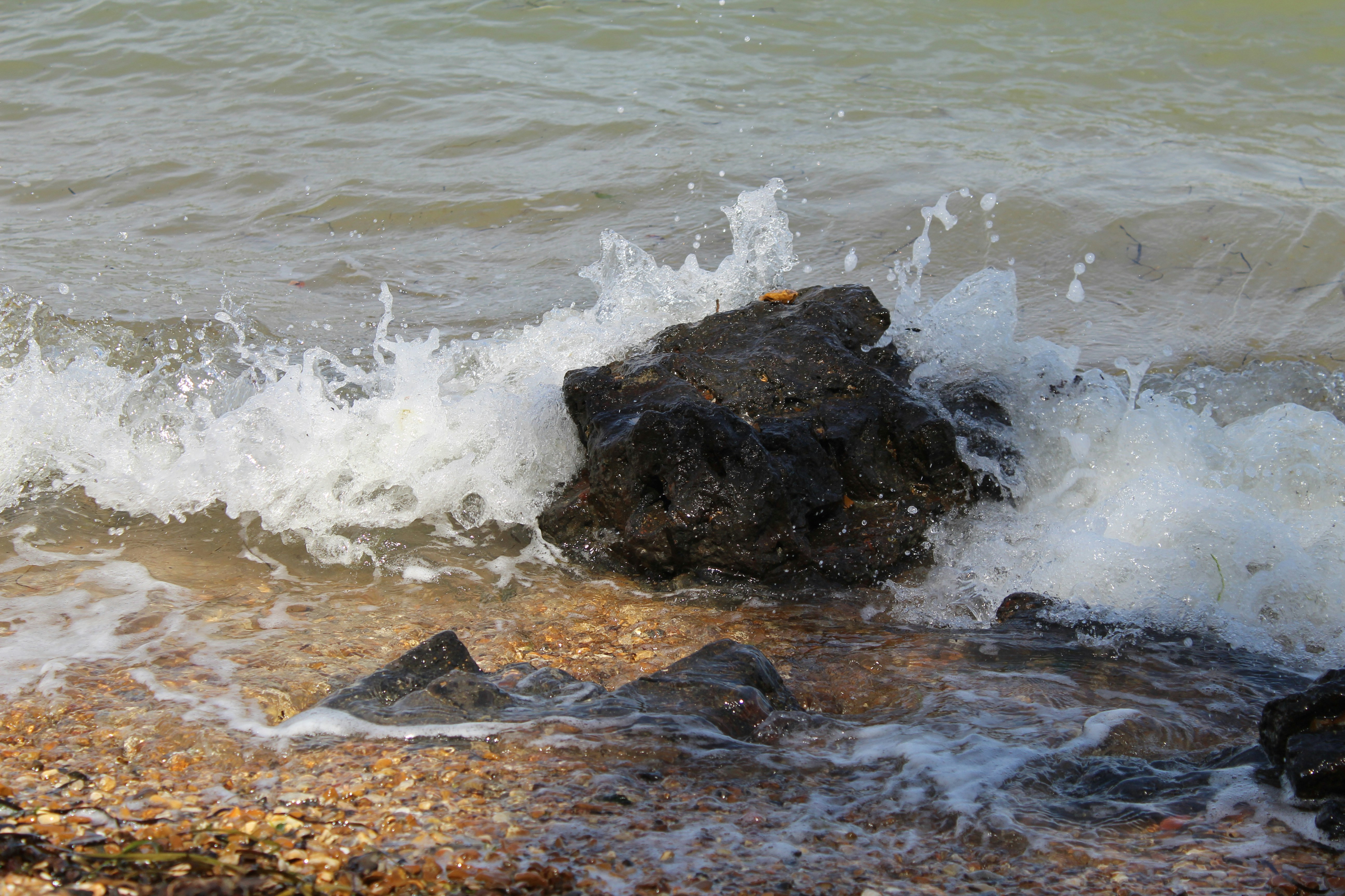 Rough Seashore Convergence: Waves Meet Dark Boulders