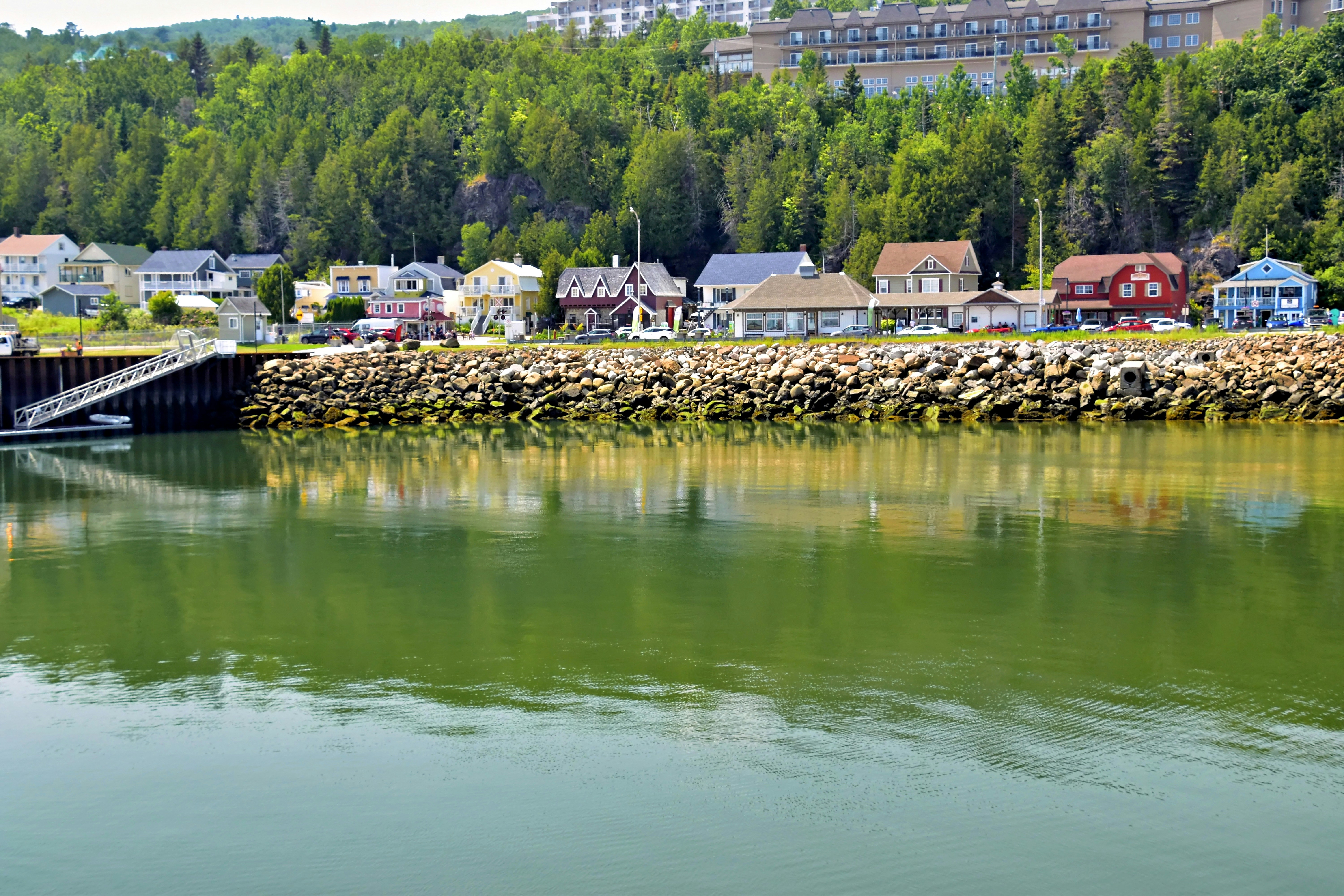 Quaint waterfront village tucked along a calm inlet