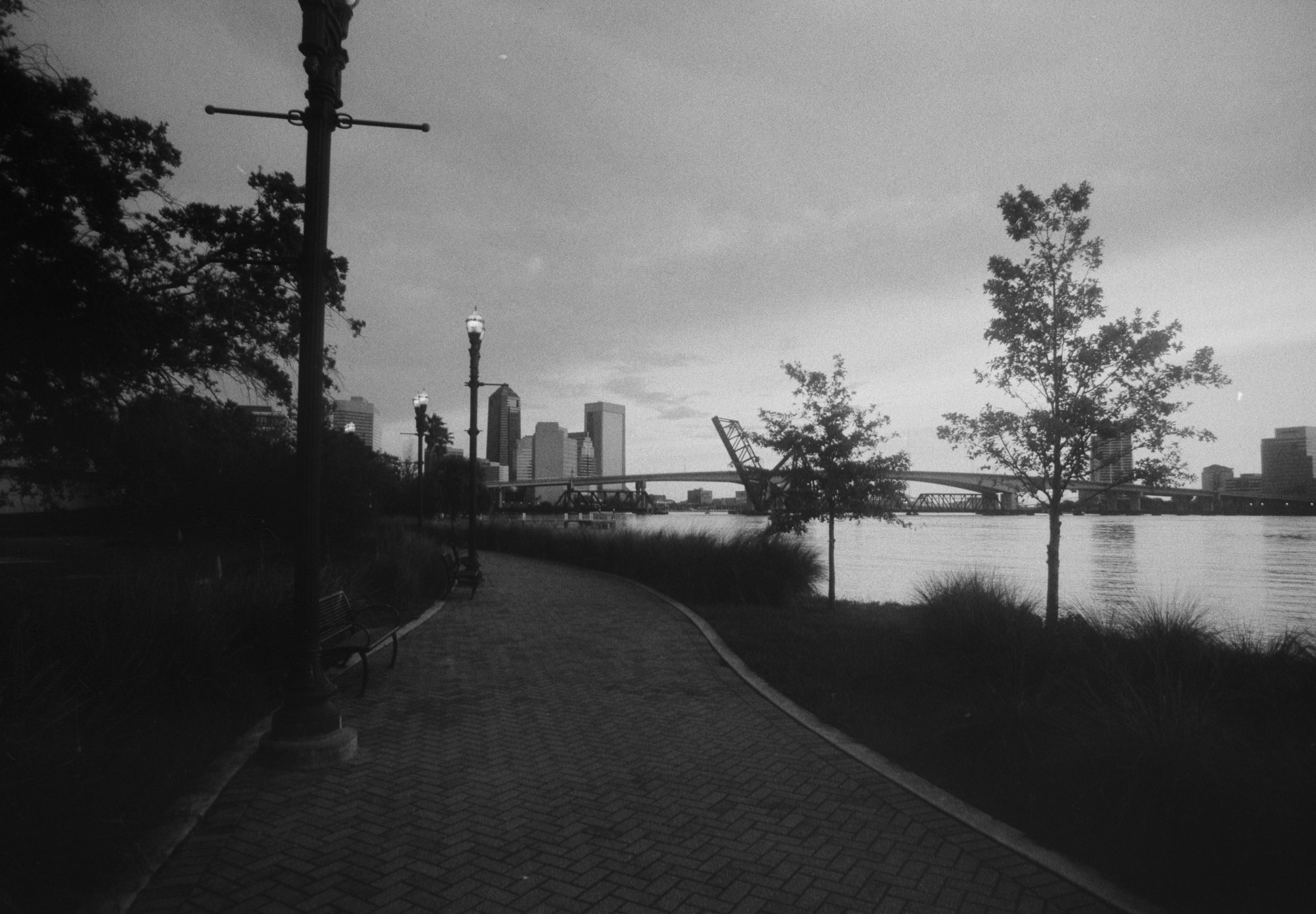 Riverfront Promenade toward the Distant Skyline