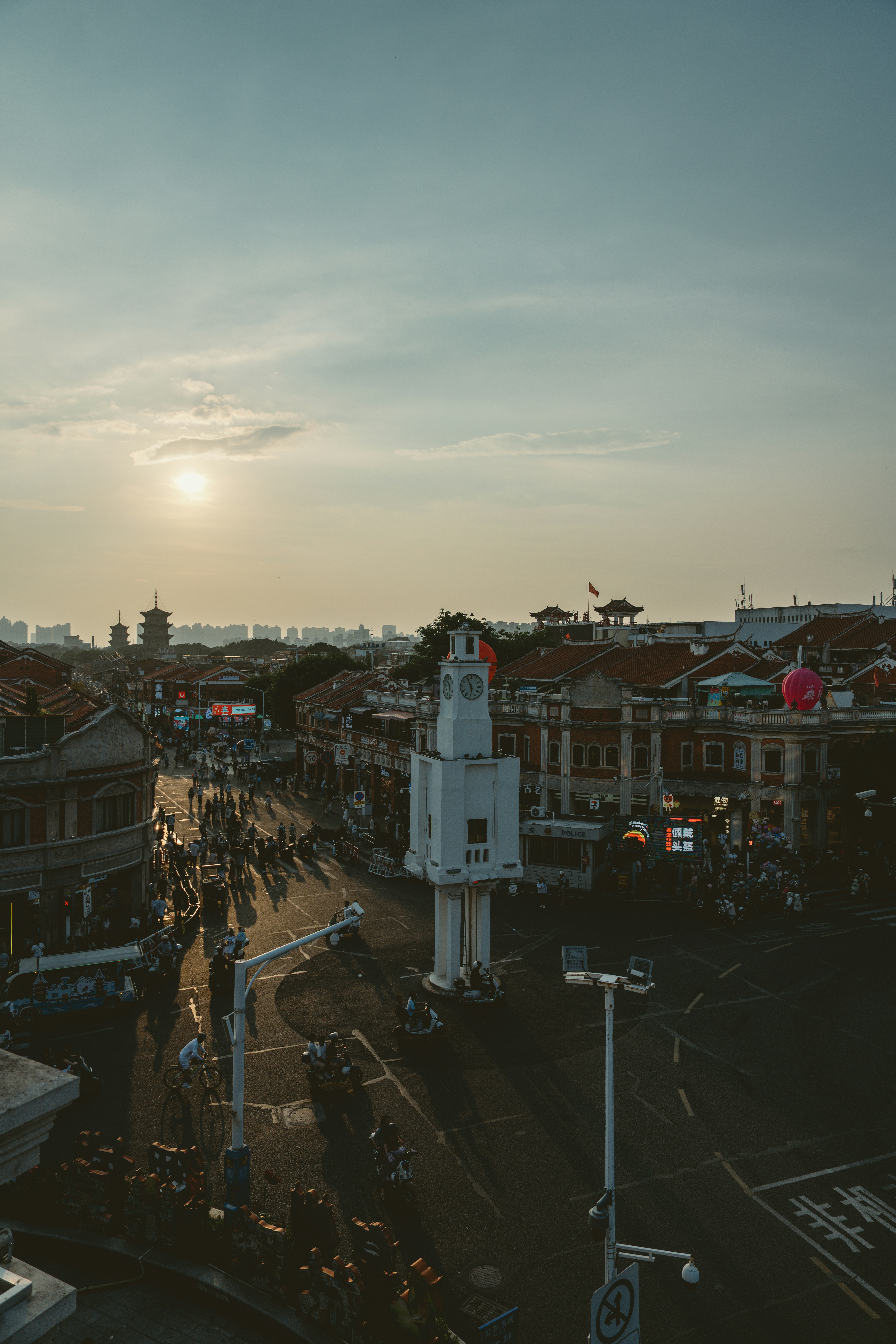 Golden Hour Over the Clock Tower: Streets of an Ancient City