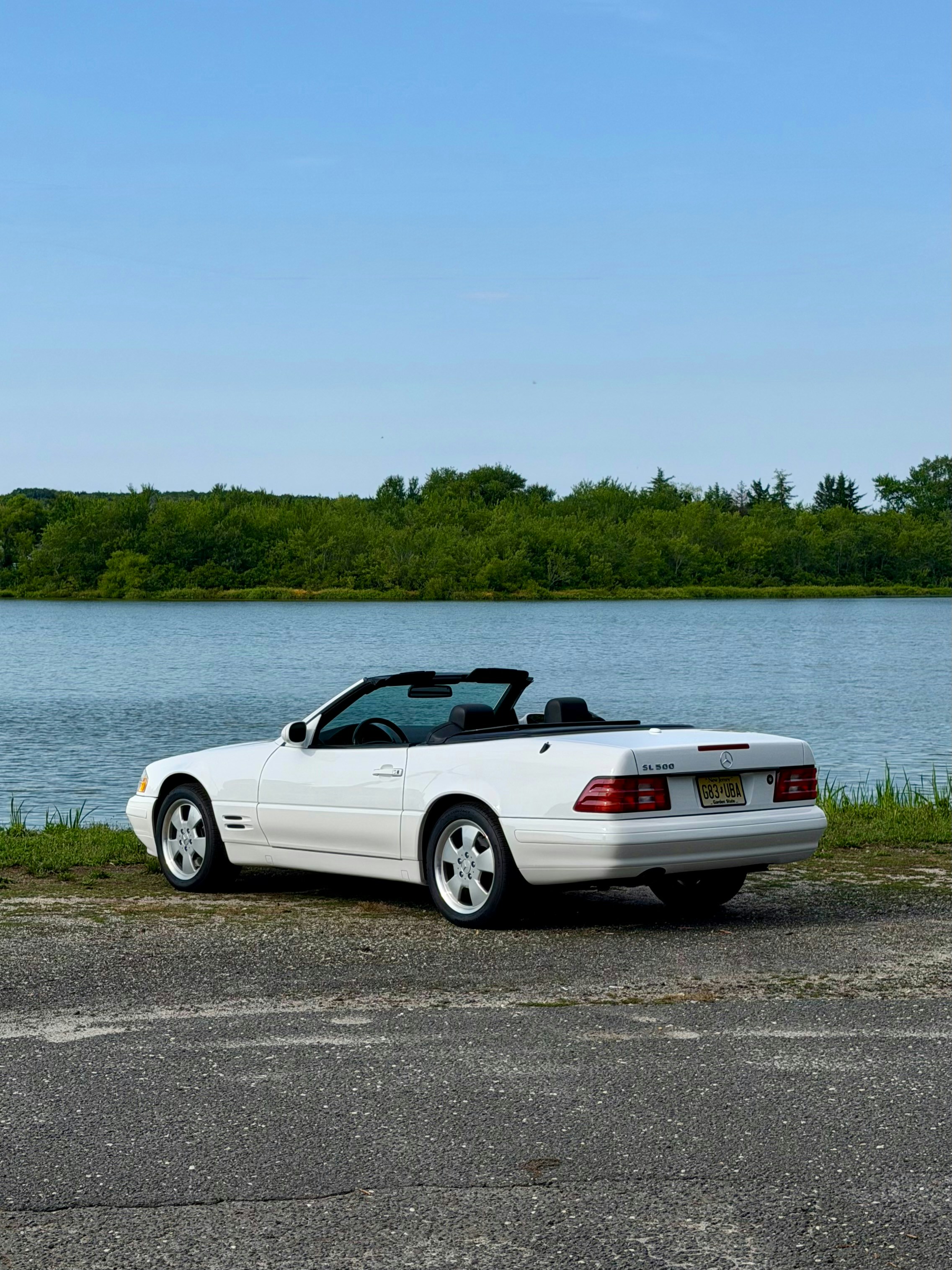 White Convertible by the Waterfront