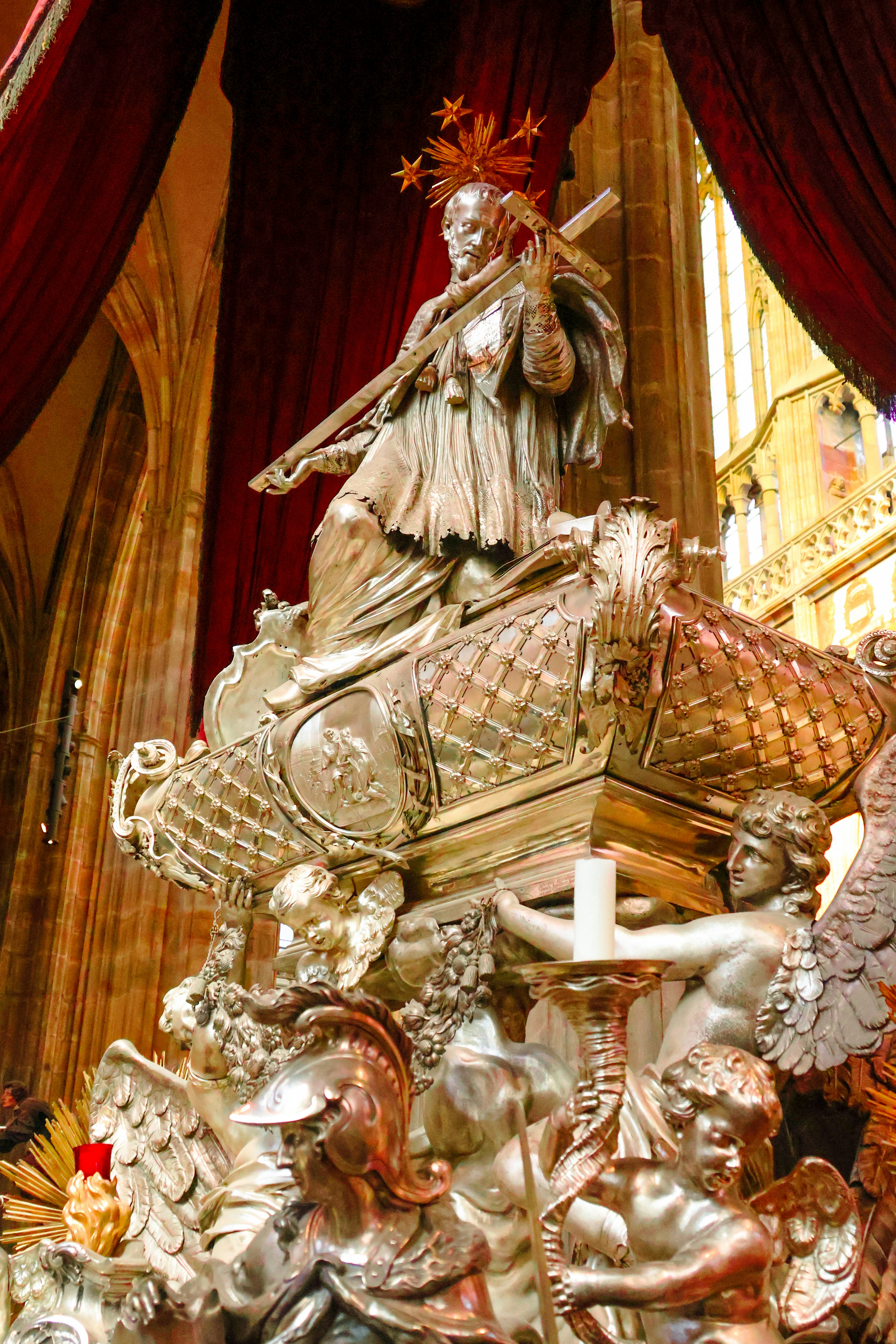 Gilded Saint: A Regal Cathedral Monument Reaching for the Light