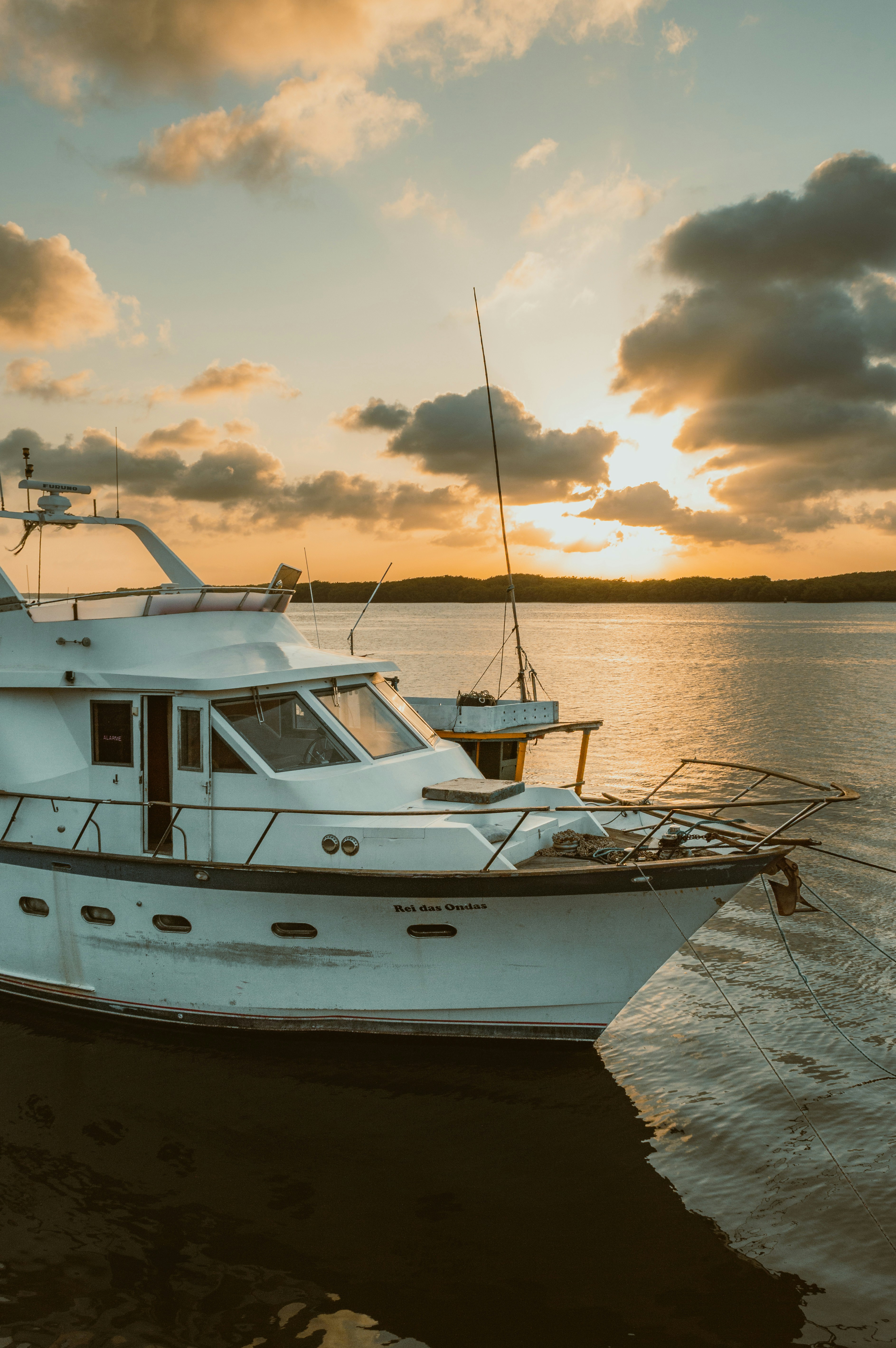 Sunset at the Dock: A Quiet Yacht in Golden Light