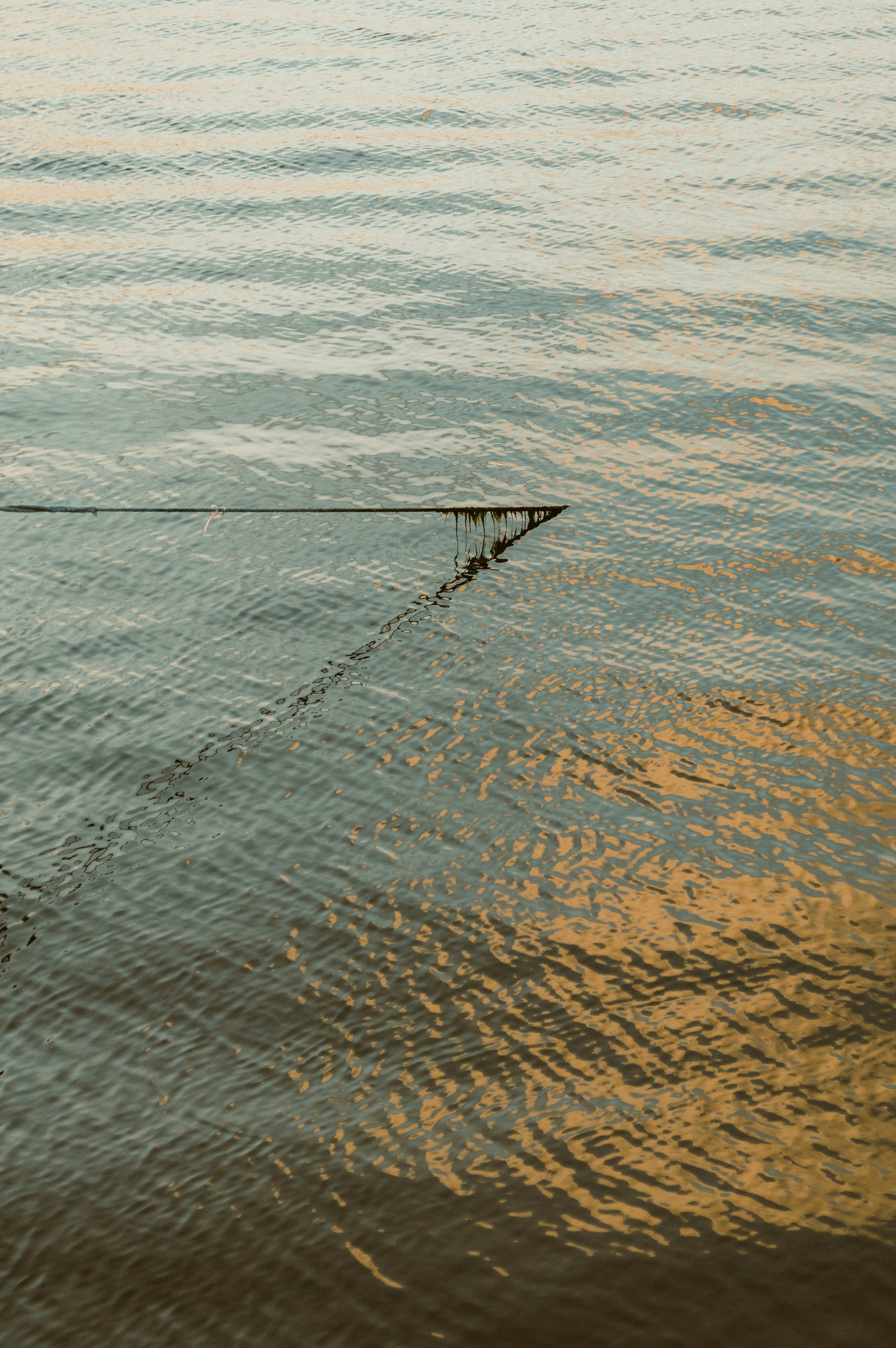 Faint Ripples and a Submerged Line at Dusk