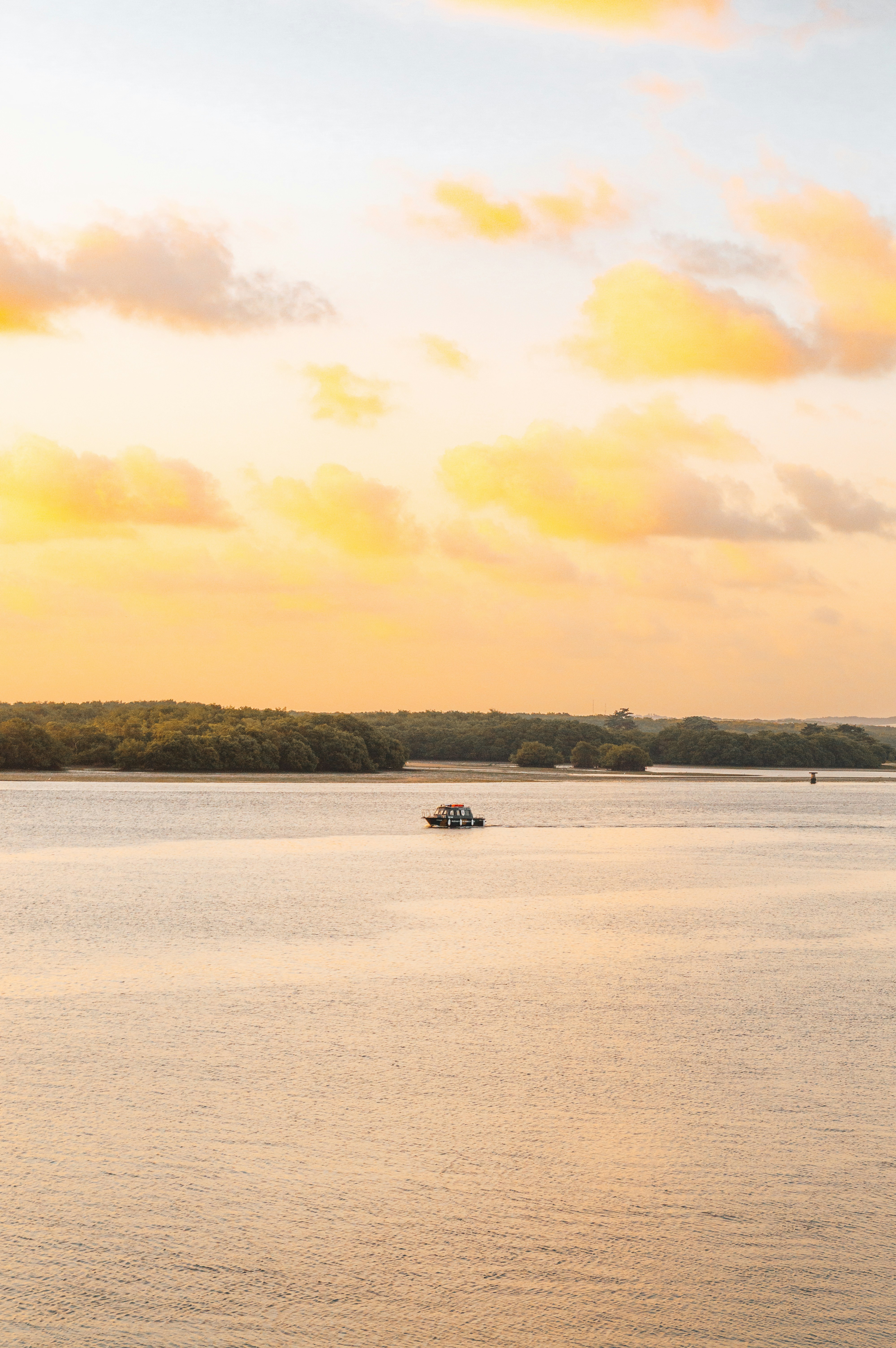 Golden Hour Boat on Quiet River